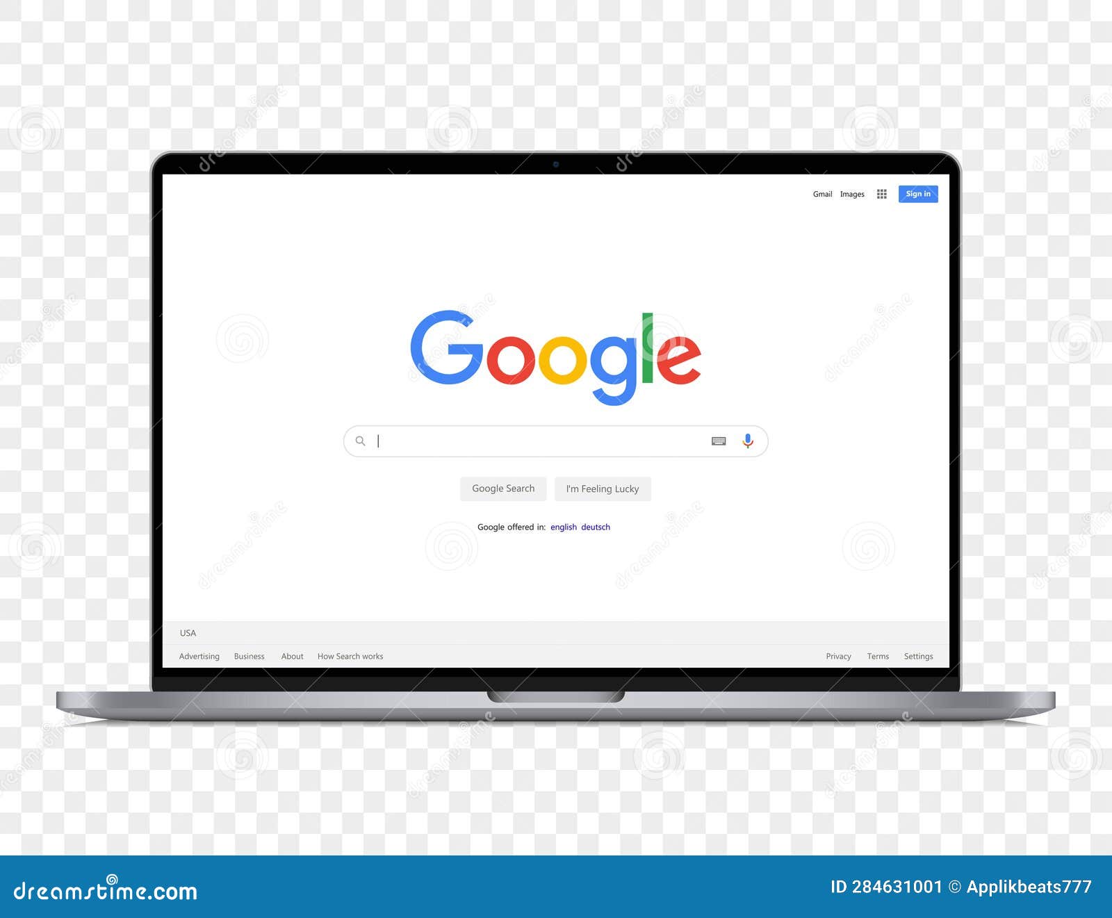 Macbook Pro with Google Search Window Mockup. Vector Illustration EPS10 ...