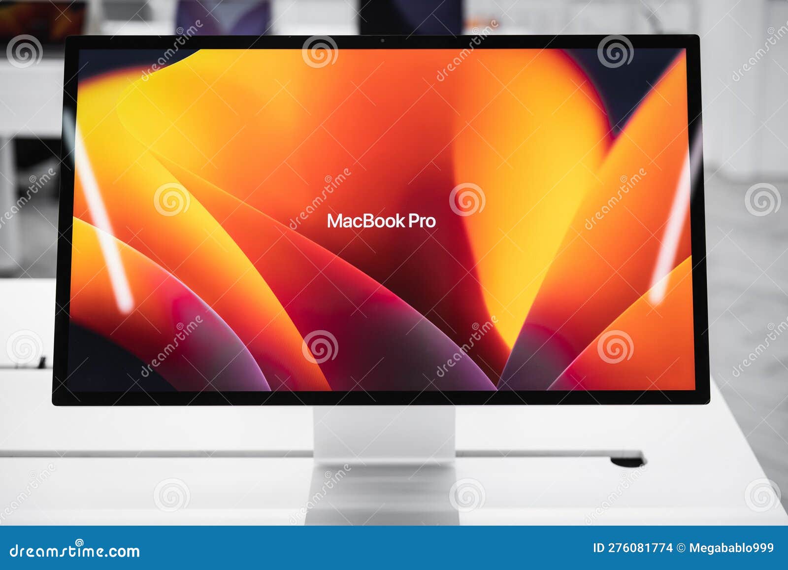 Macbook Pro is on the Table in the Apple Store, Front View Editorial ...