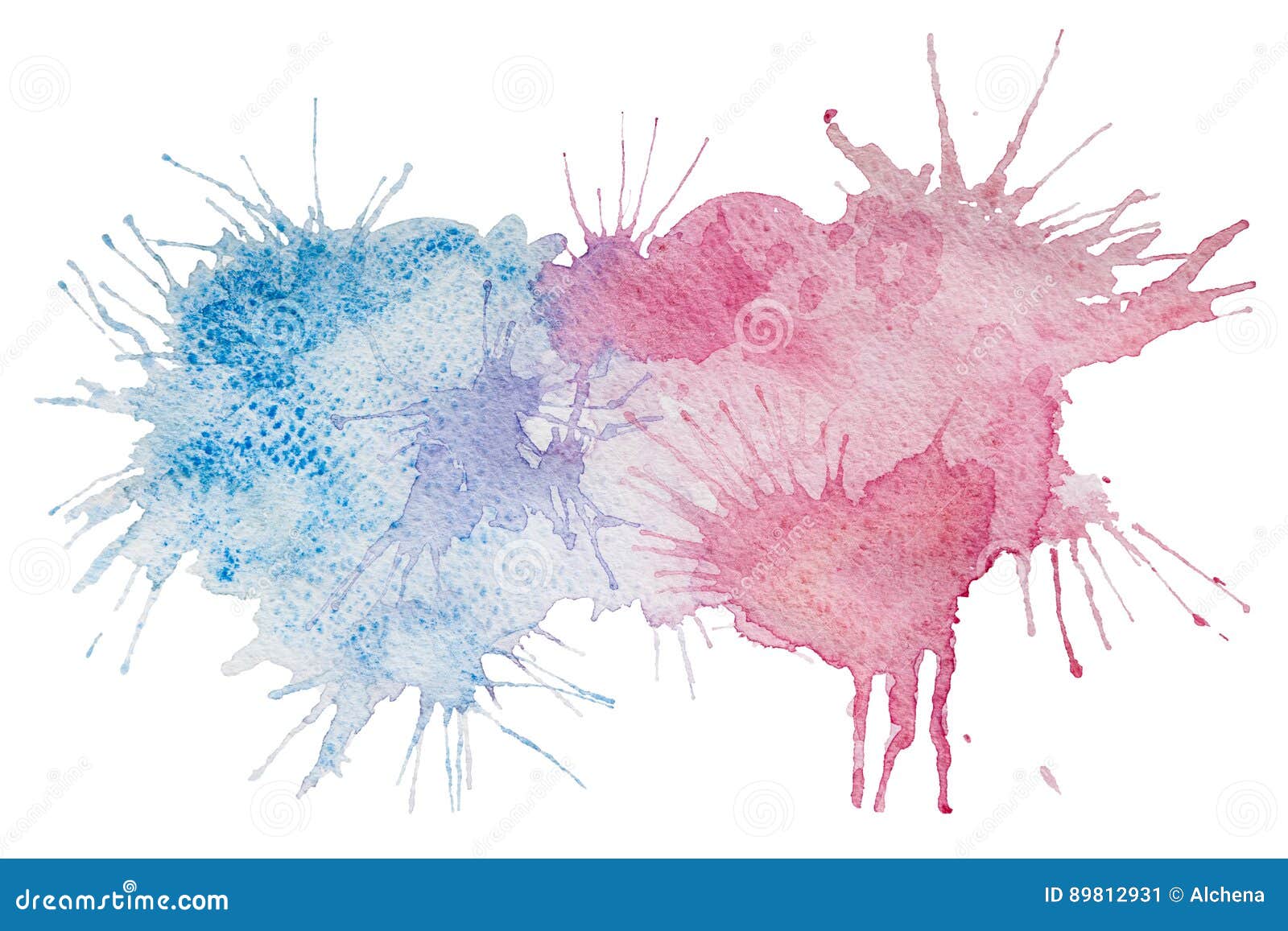 Macchia Rosa E Blu Della Spruzzata Dell'acquerello Illustrazione di ...