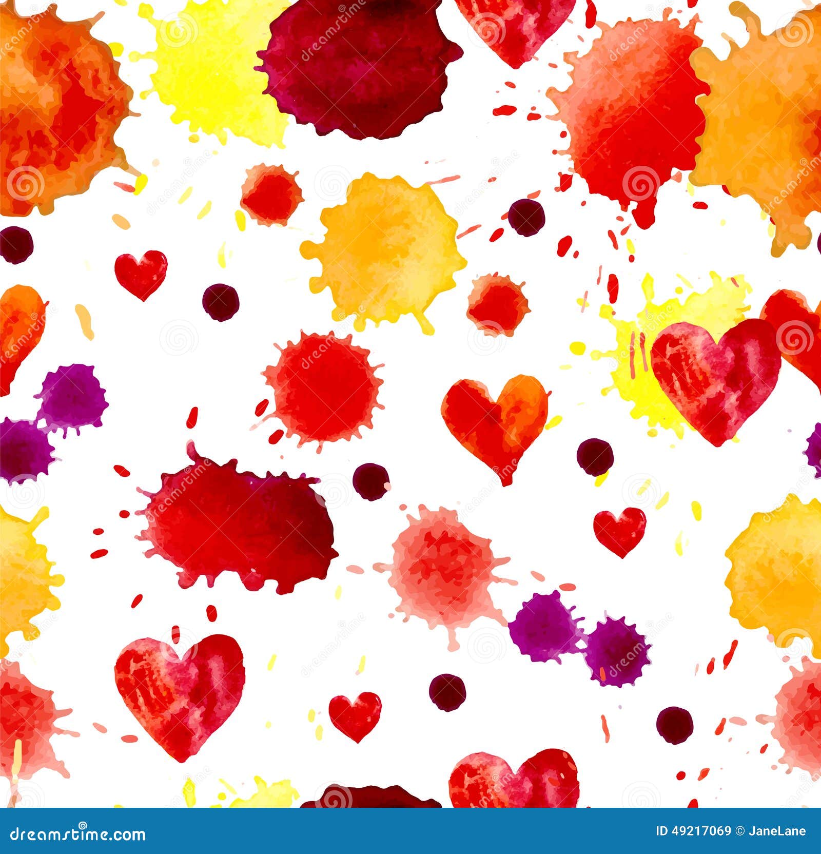 Macchia Variopinta Dell'acquerello E Cuore, Modello Senza Cuciture ...