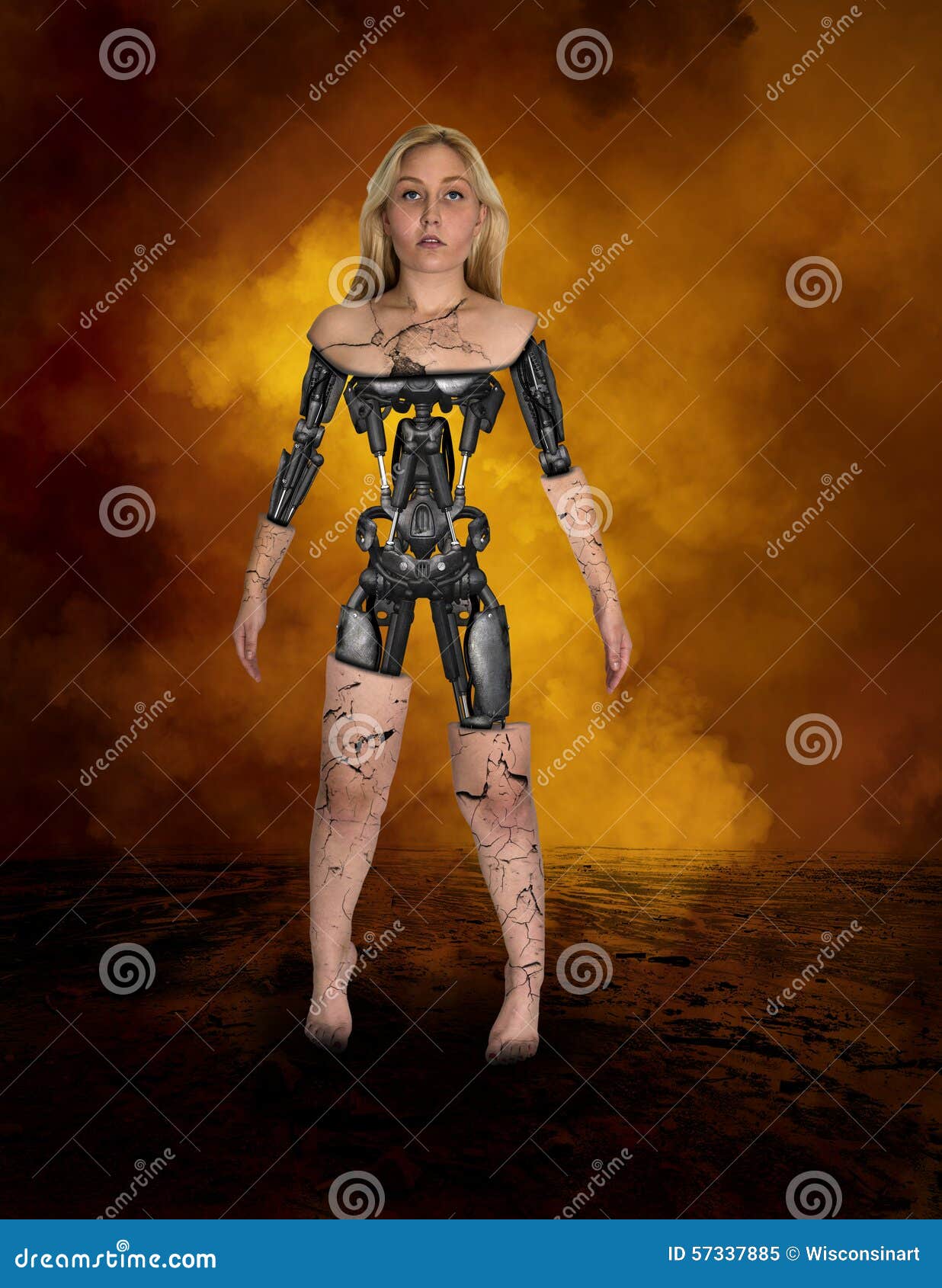 Macchina Di Android Del Cyborg Del Robot Della Donna Immagine Stock ...