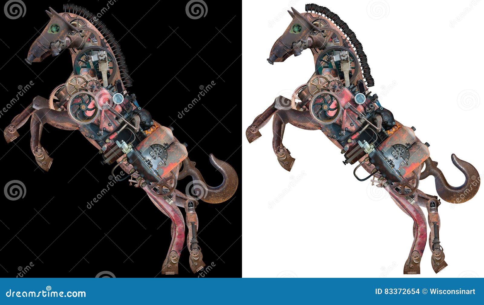 Macchina Di Steampunk, Cavallo Meccanico Isolato Fotografia Stock ...