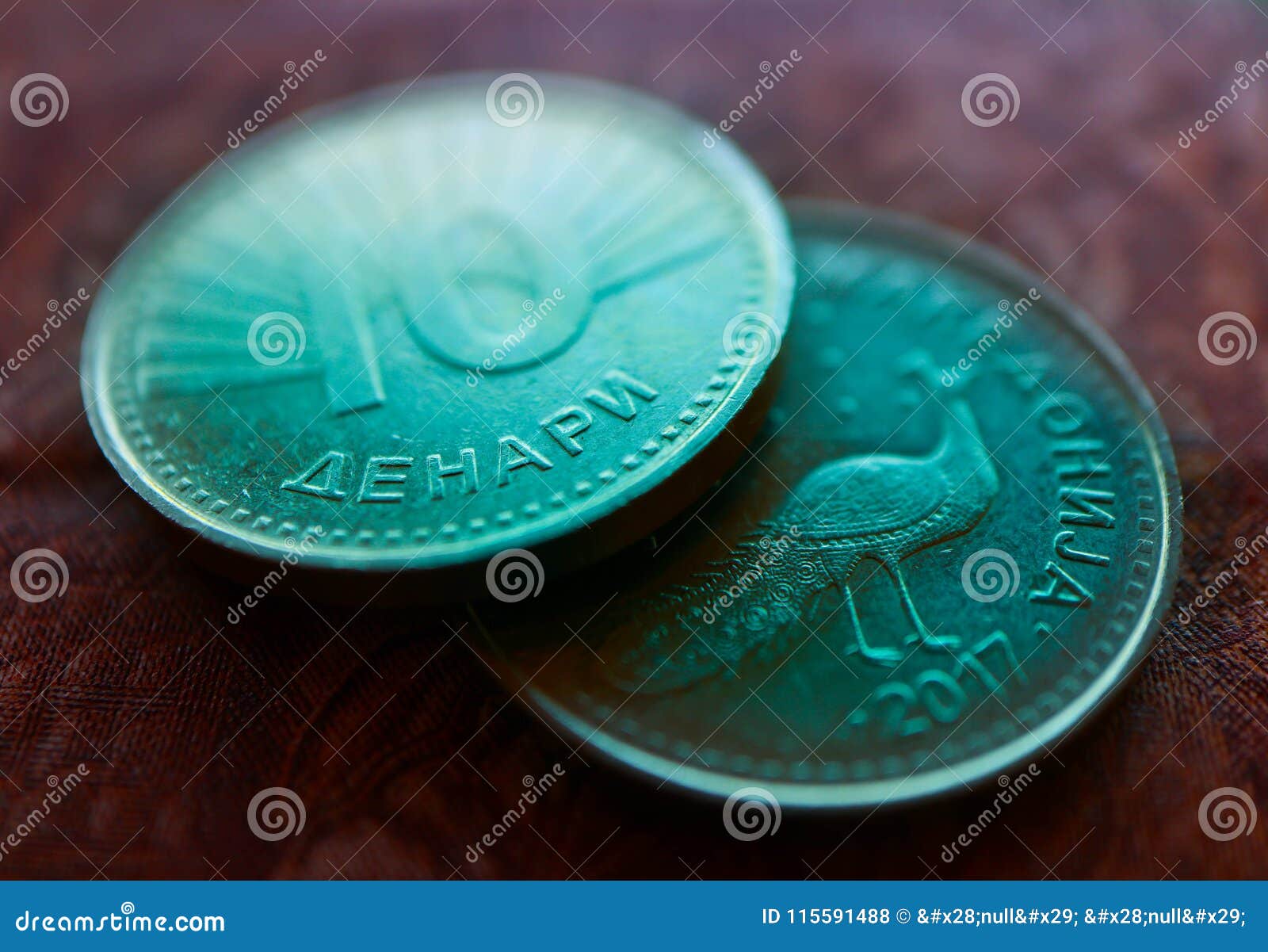 Macedonia Currency Denar on the Banknote Pattern Background, Close Up ...