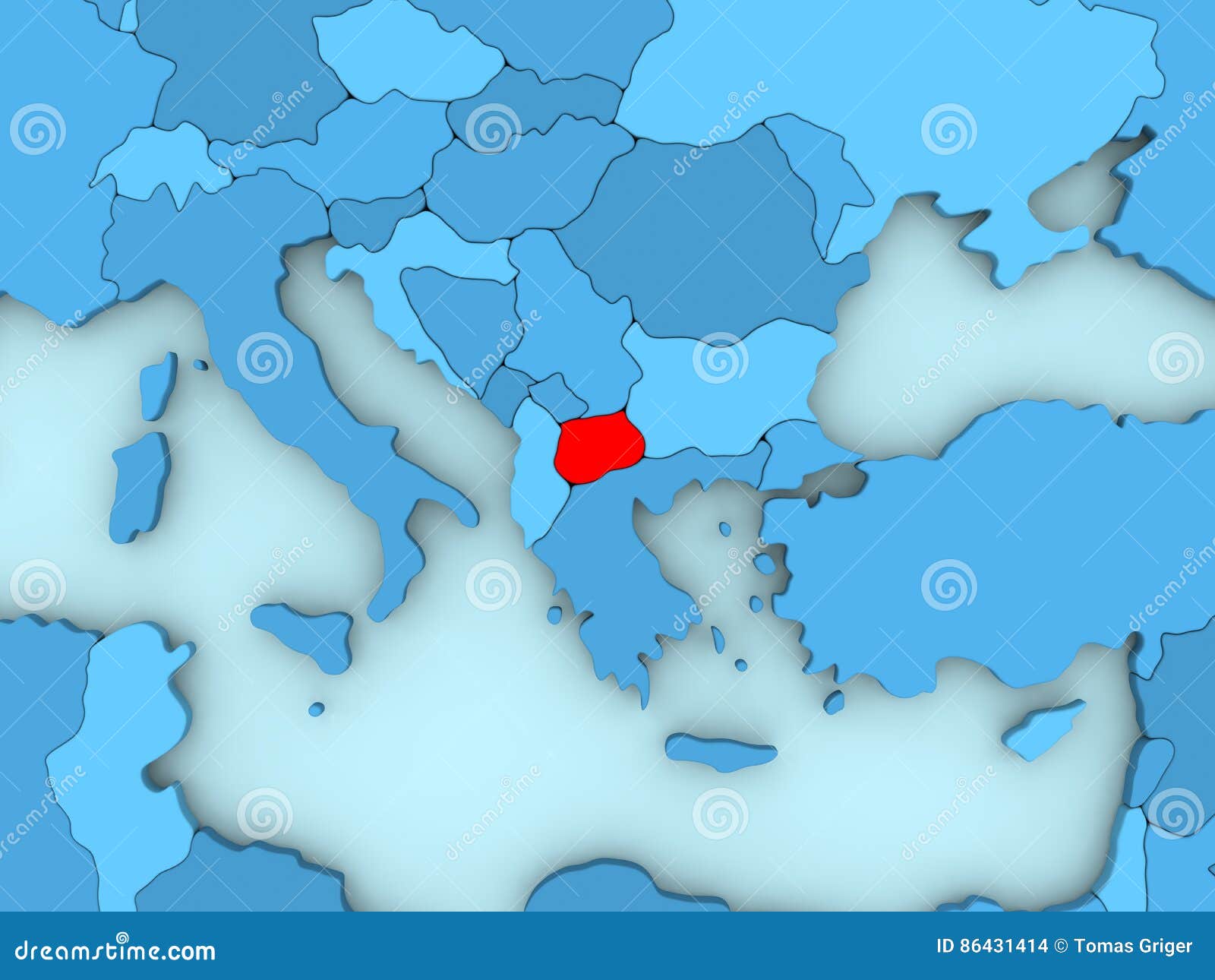 Macedonia on 3D map stock illustration. Illustration of international ...