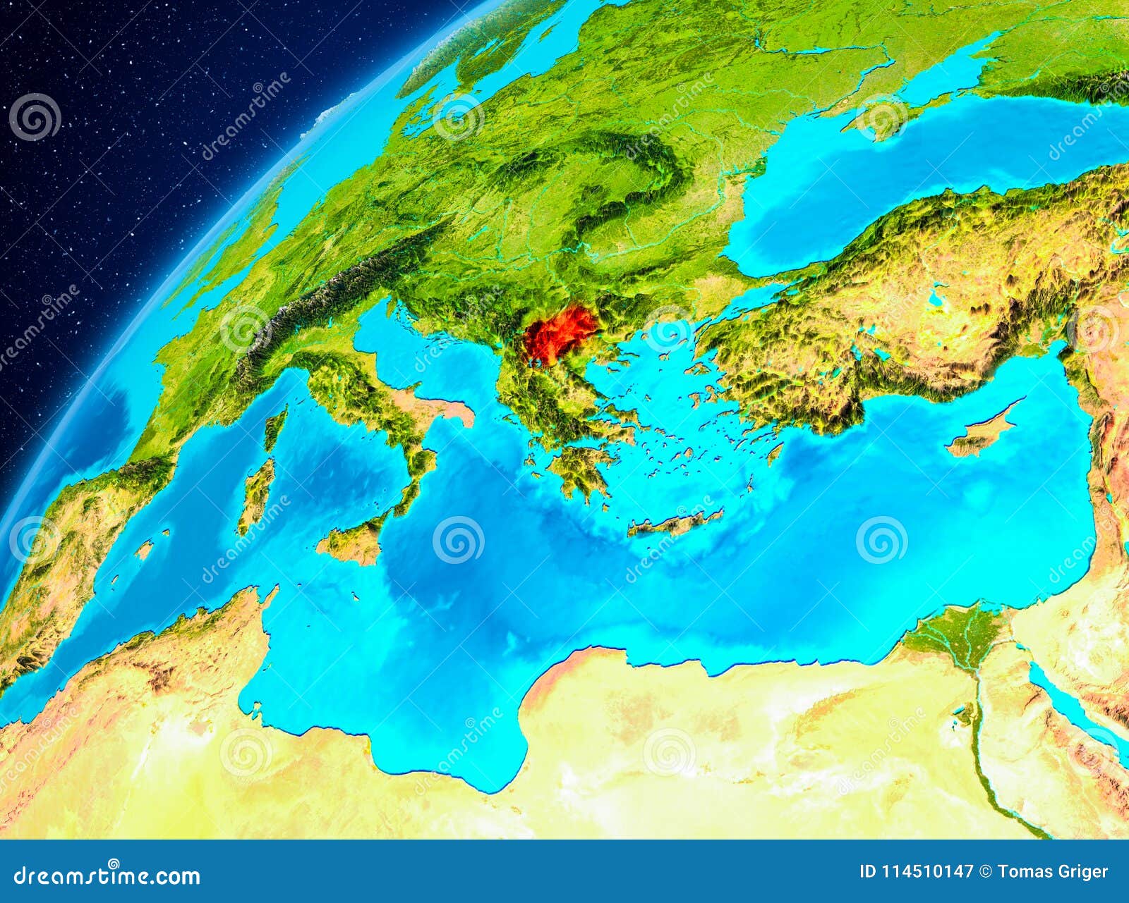 Macedonia on Earth from Space Stock Illustration - Illustration of ...