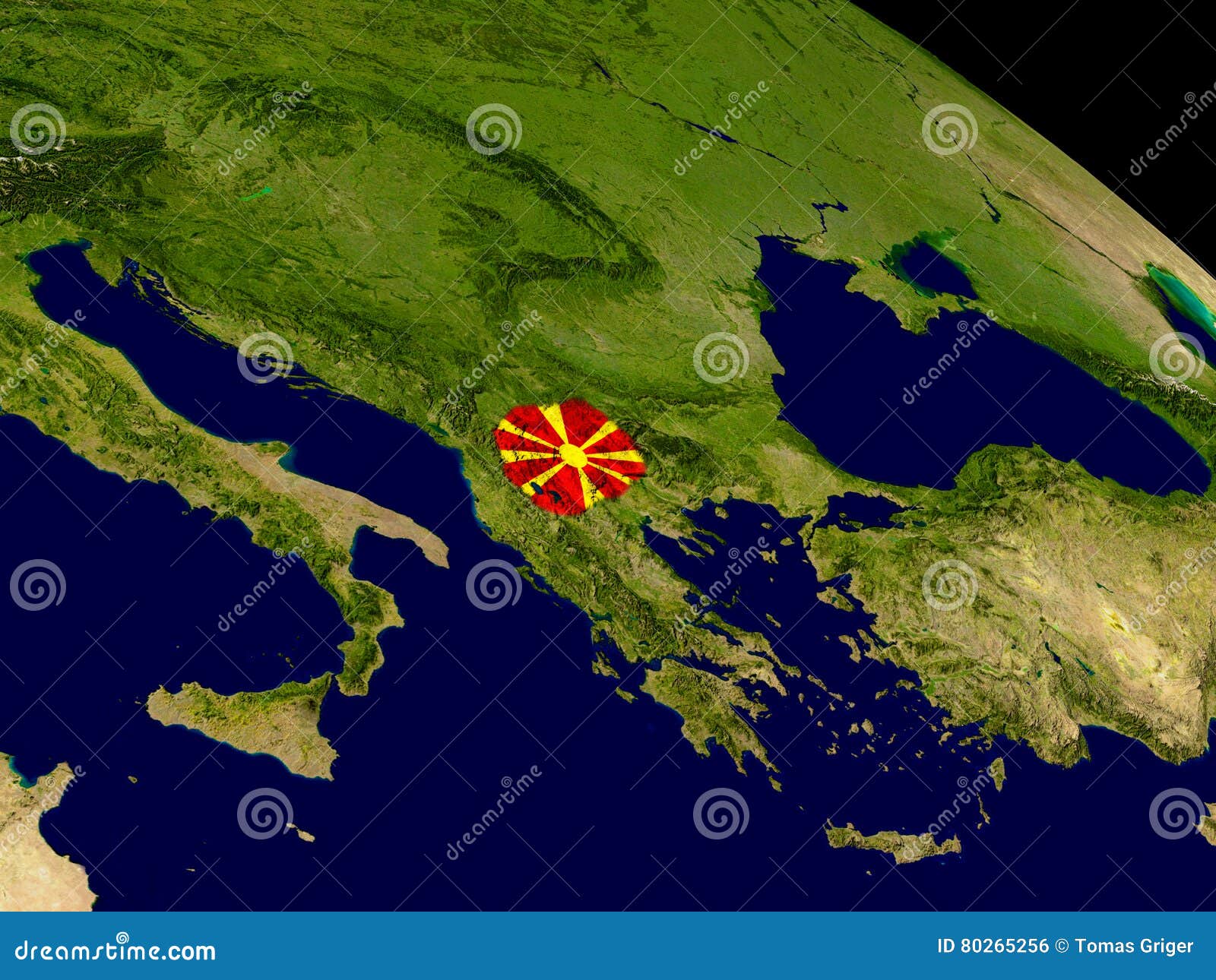 Macedonia with Flag on Earth Stock Illustration - Illustration of ...