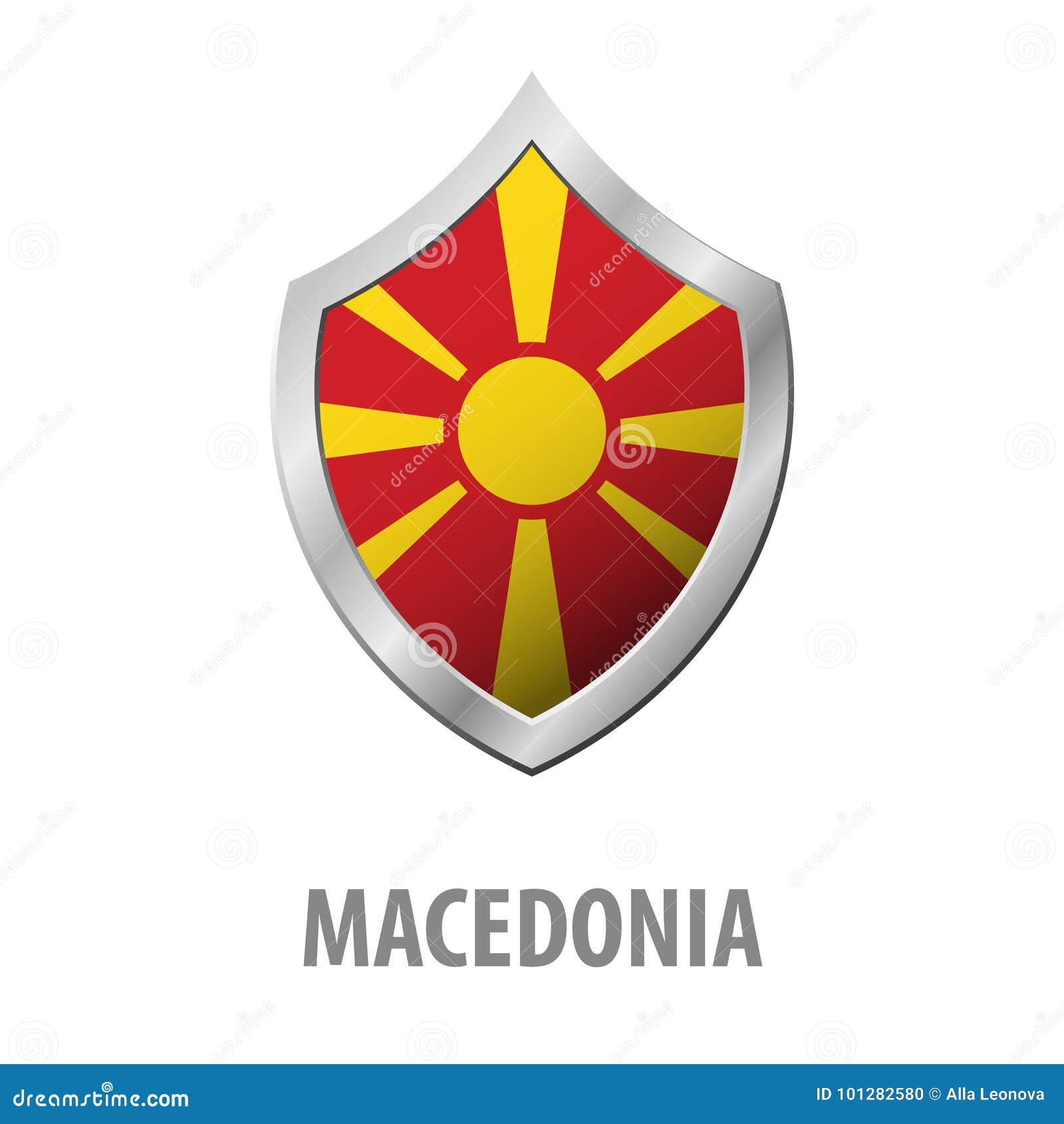 Macedonia Flag on Metal Shiny Shield Illustration. Stock Illustration ...