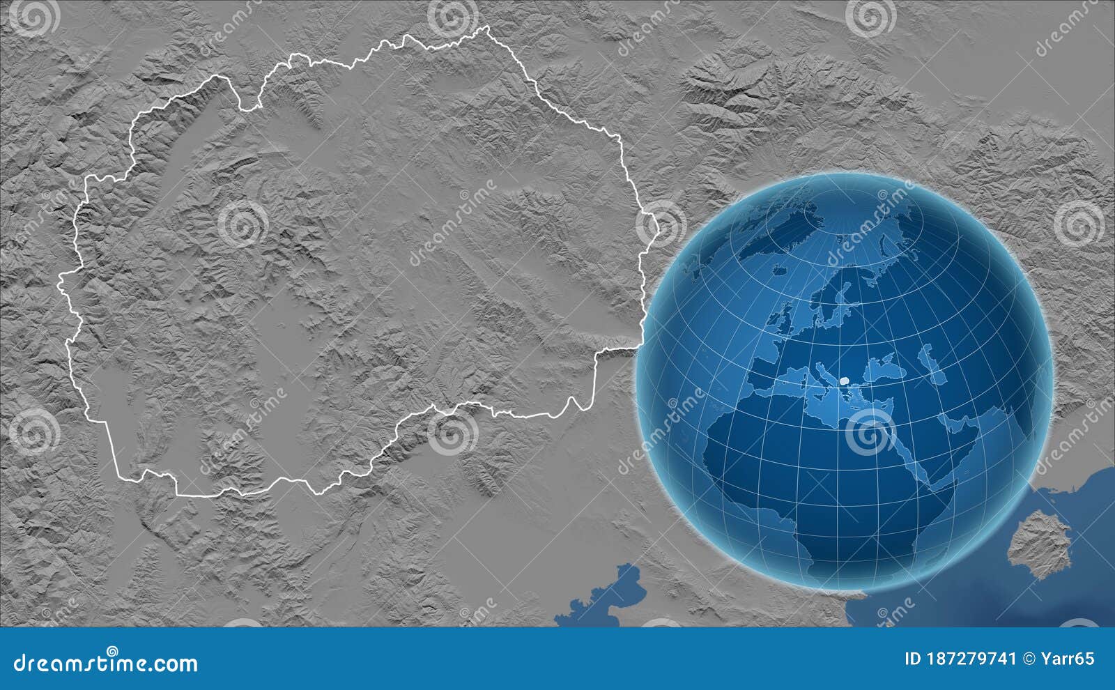 Macedonia - Grayscale. Country and Globe, Composition Stock ...