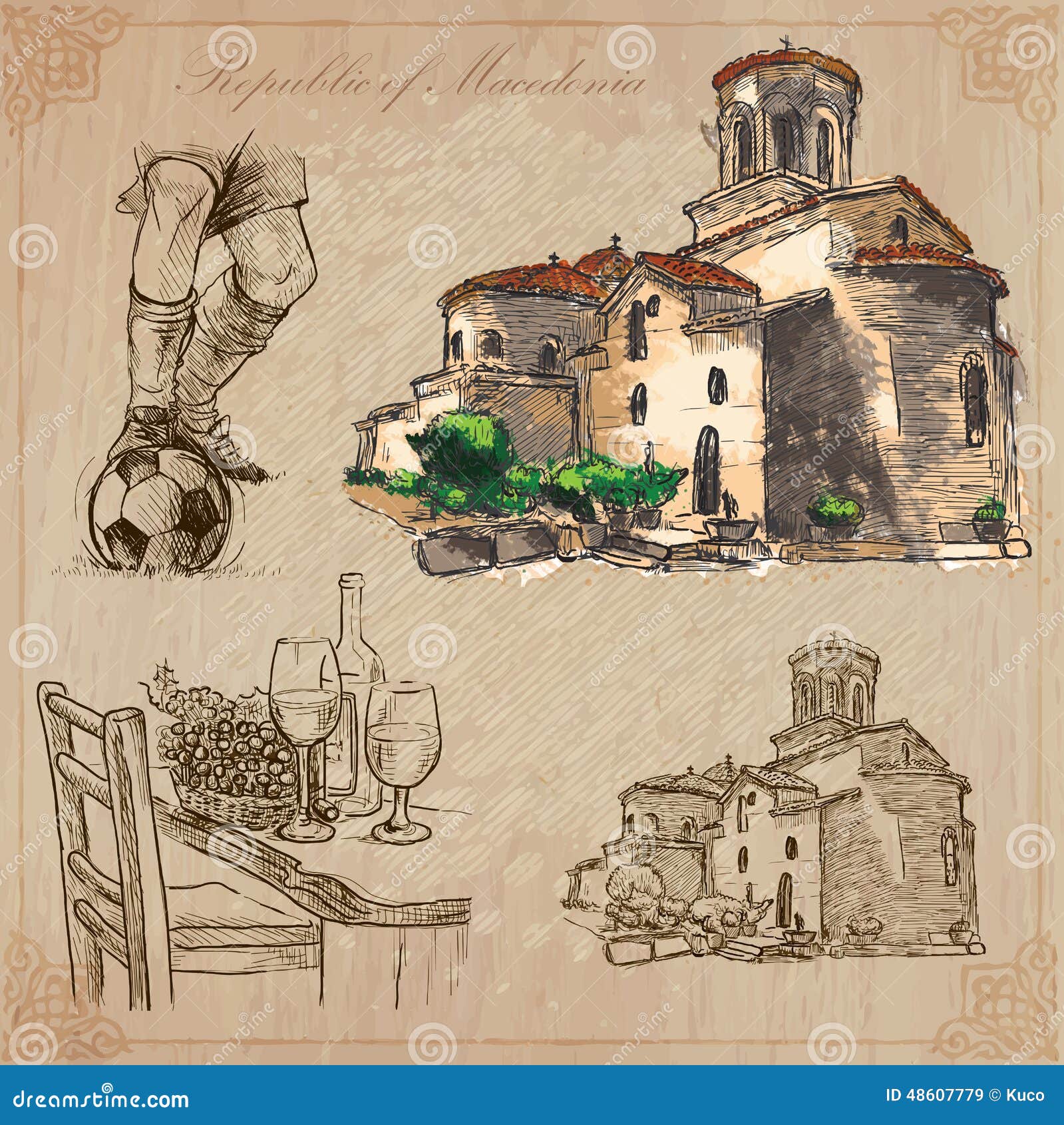 Macedonia. Hand Drawn Vector Pack. Stock Vector - Illustration of ...