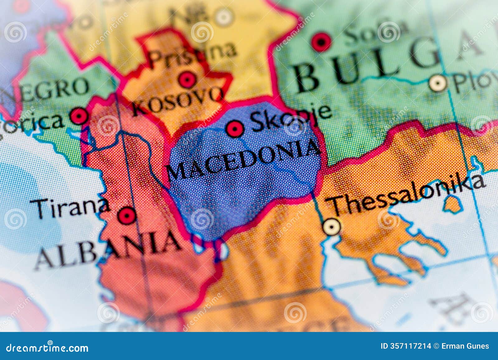 Macedonia Highlighted on a World Map Stock Photo - Image of destination ...