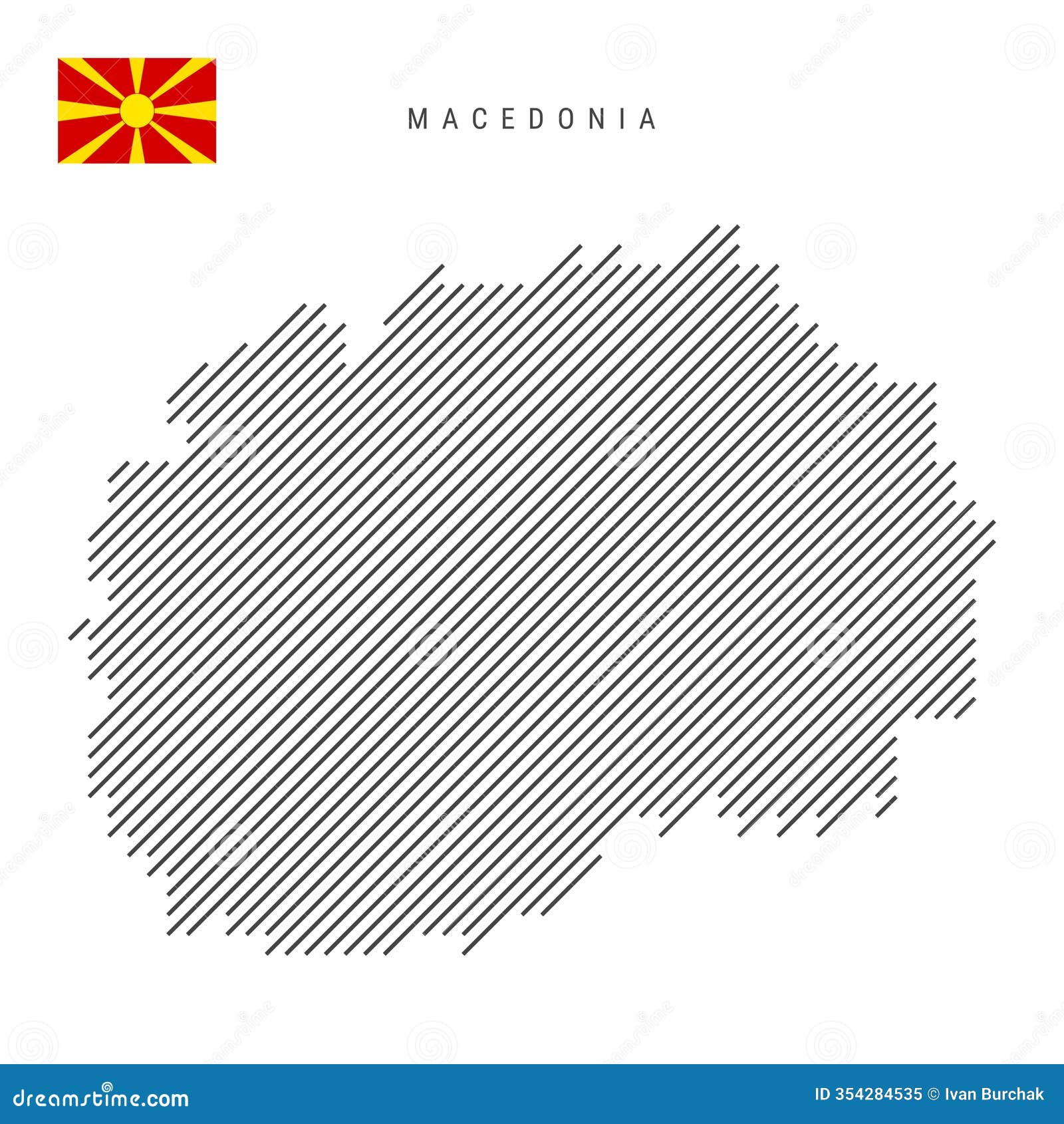 Macedonia Map From Pattern Of Black Slanted Parallel Lines. Flat Vector ...
