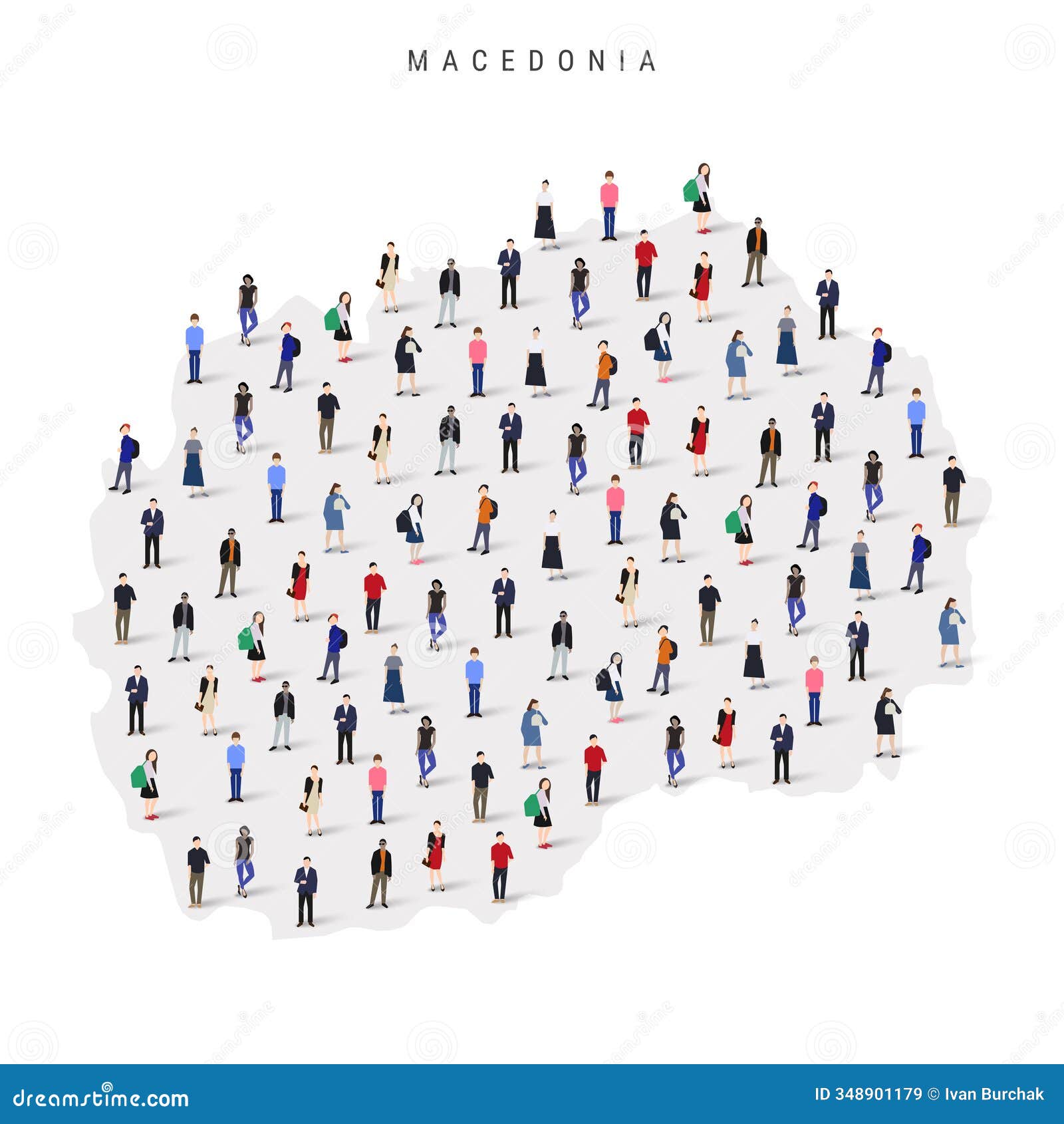 Macedonia Population Map. Large Group of People in a Shape of ...