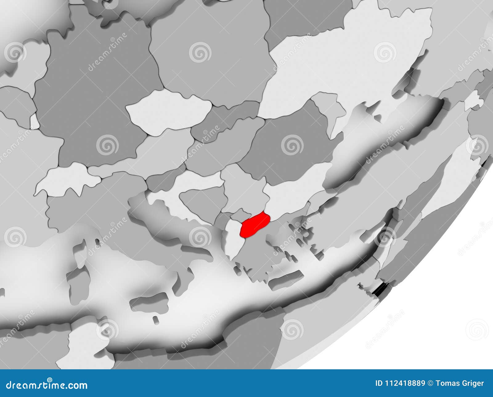 Macedonia in Red on Grey Map Stock Illustration - Illustration of ...