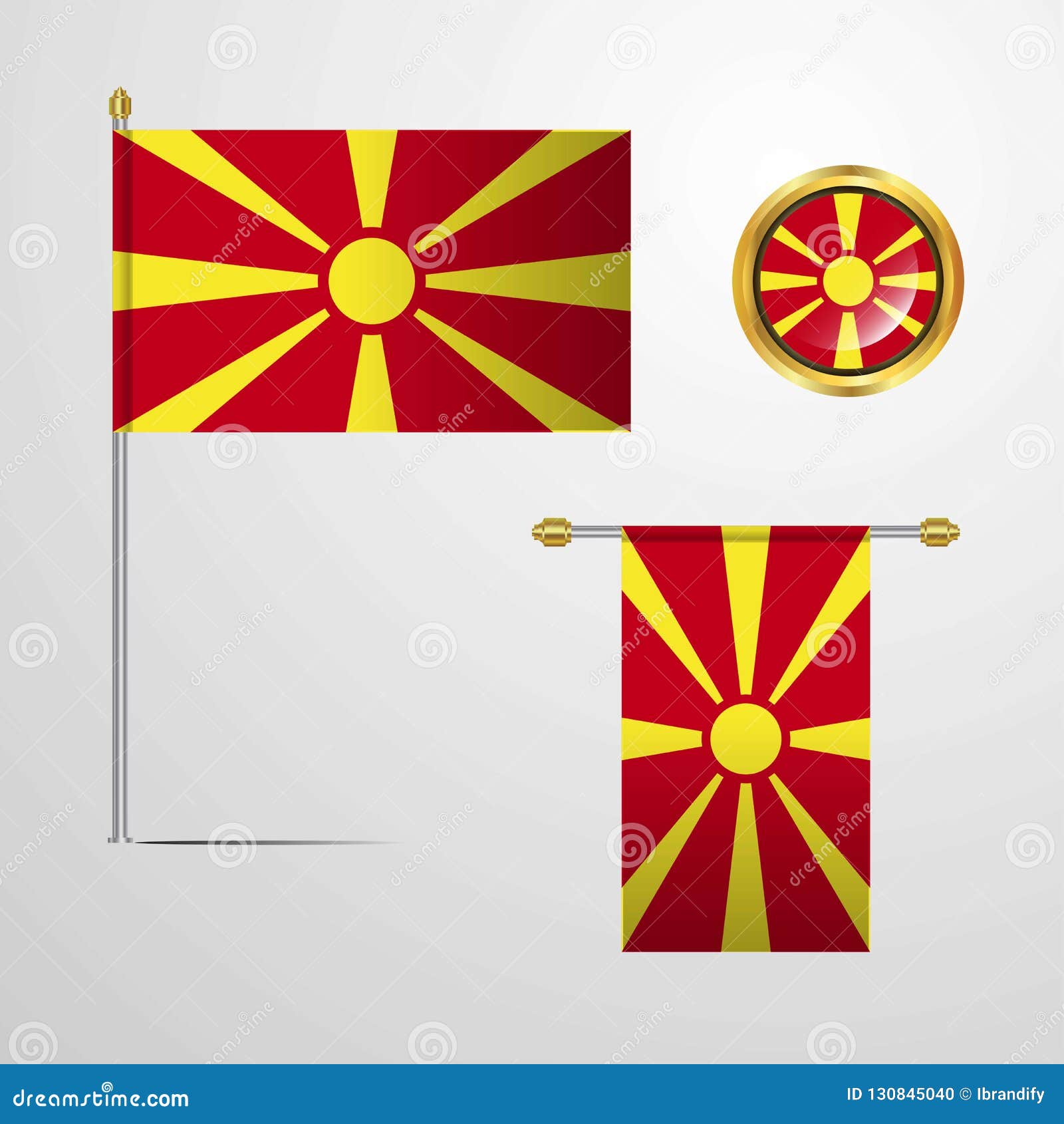 Macedonia Waving Flag Design with Badge Vector Stock Vector ...