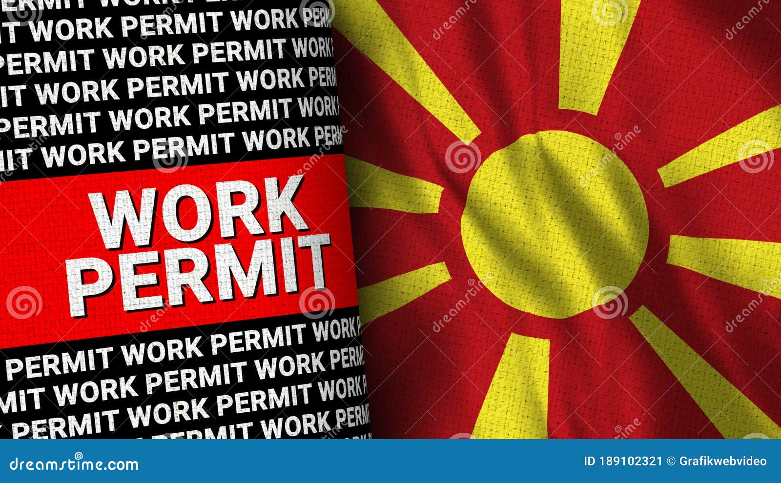 Macedonia with Work Permit Title Stock Illustration - Illustration of ...