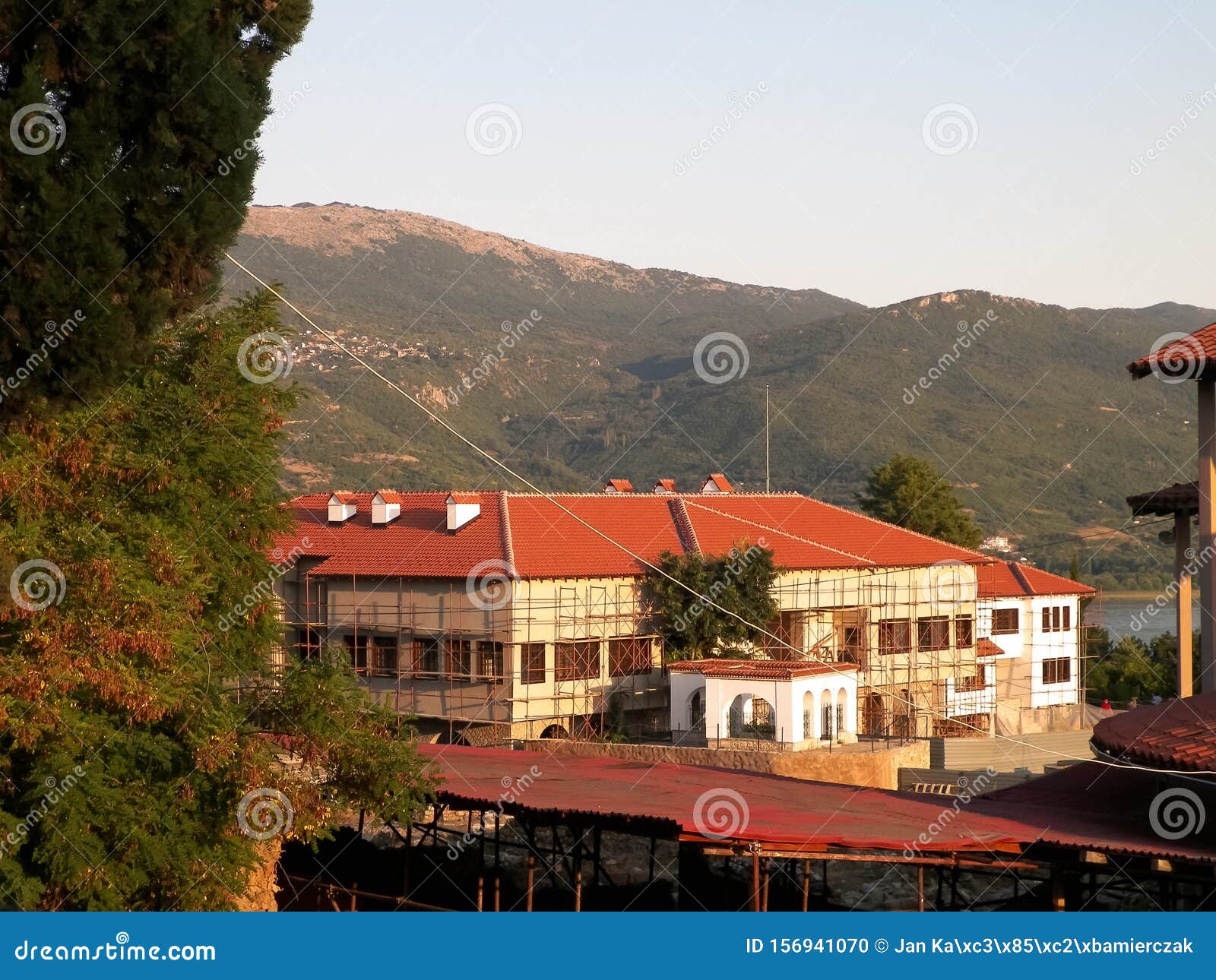 Macedonian Architecture, Building in Ochrid City Stock Photo - Image of ...