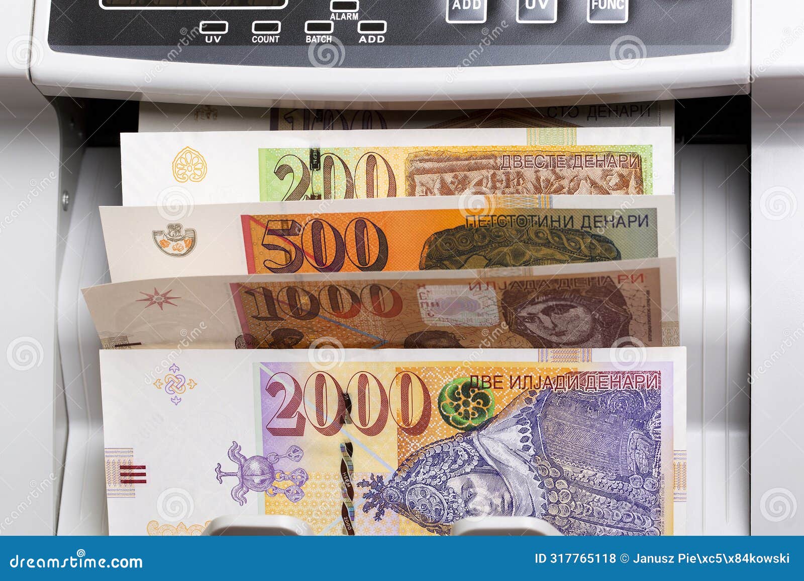 Macedonian Denar in a Counting Machine Stock Photo - Image of note ...