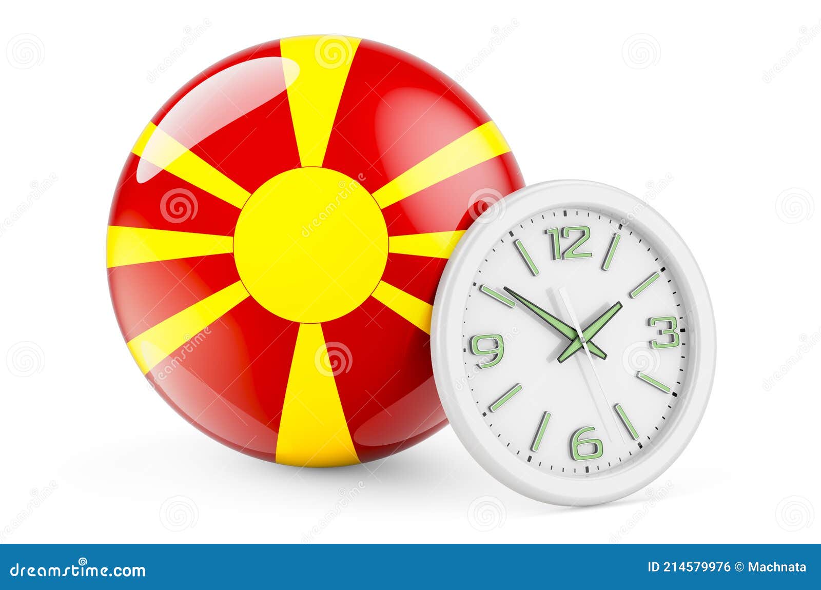 Macedonian Flag with Clock. Time in Macedonia, 3D Rendering Stock ...