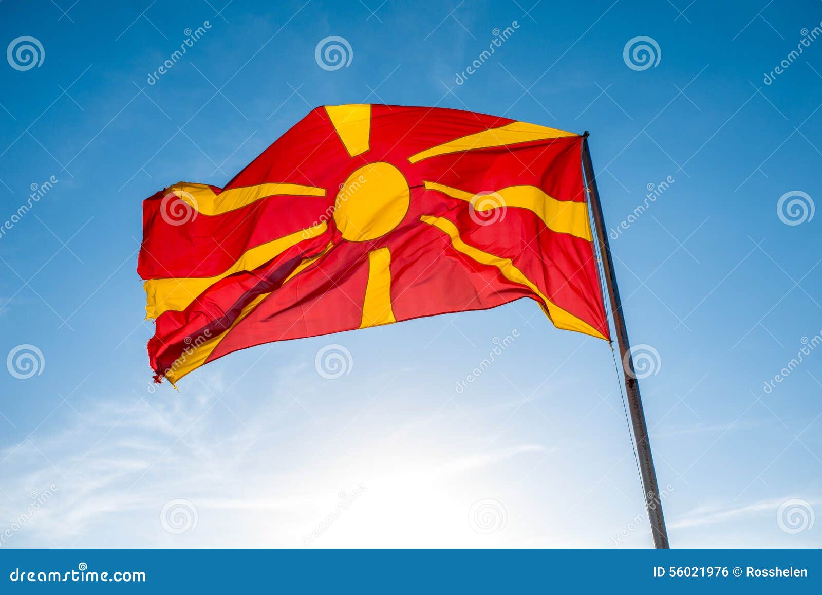 Macedonian Flag on the Sky Background Stock Photo - Image of flag ...