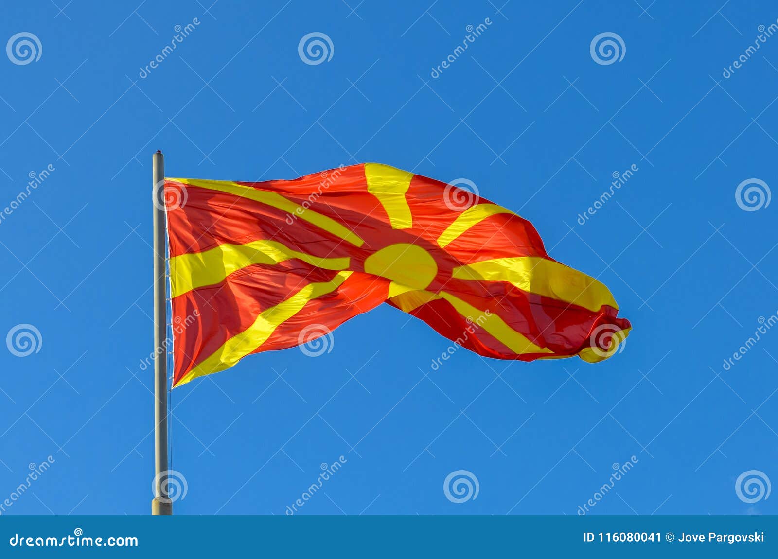 Macedonian Flag waving stock image. Image of flagpole - 116080041