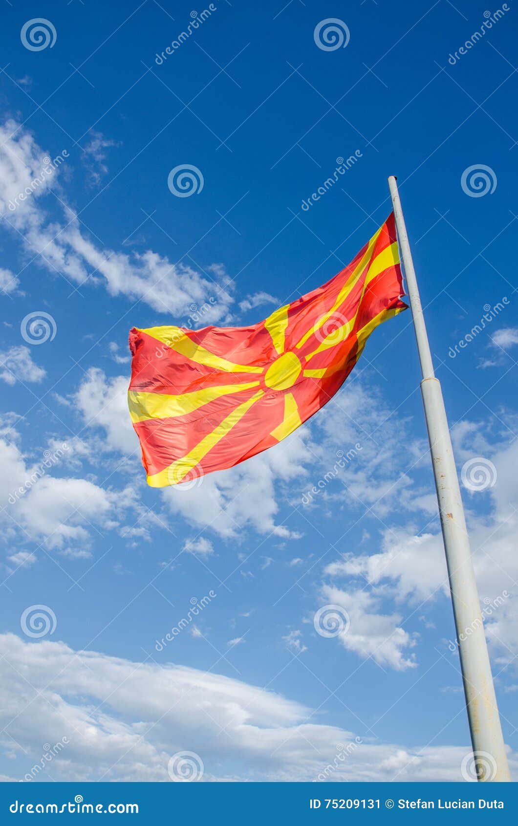 Macedonian Flag Waving on the Sky Stock Image - Image of europe, skopje ...
