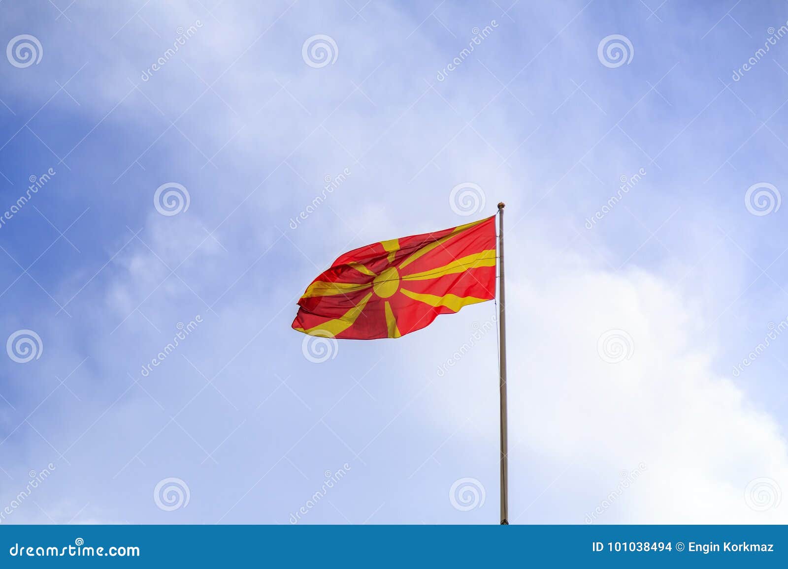 Macedonian Flag Waving in the Sky Stock Photo - Image of banner, pole ...