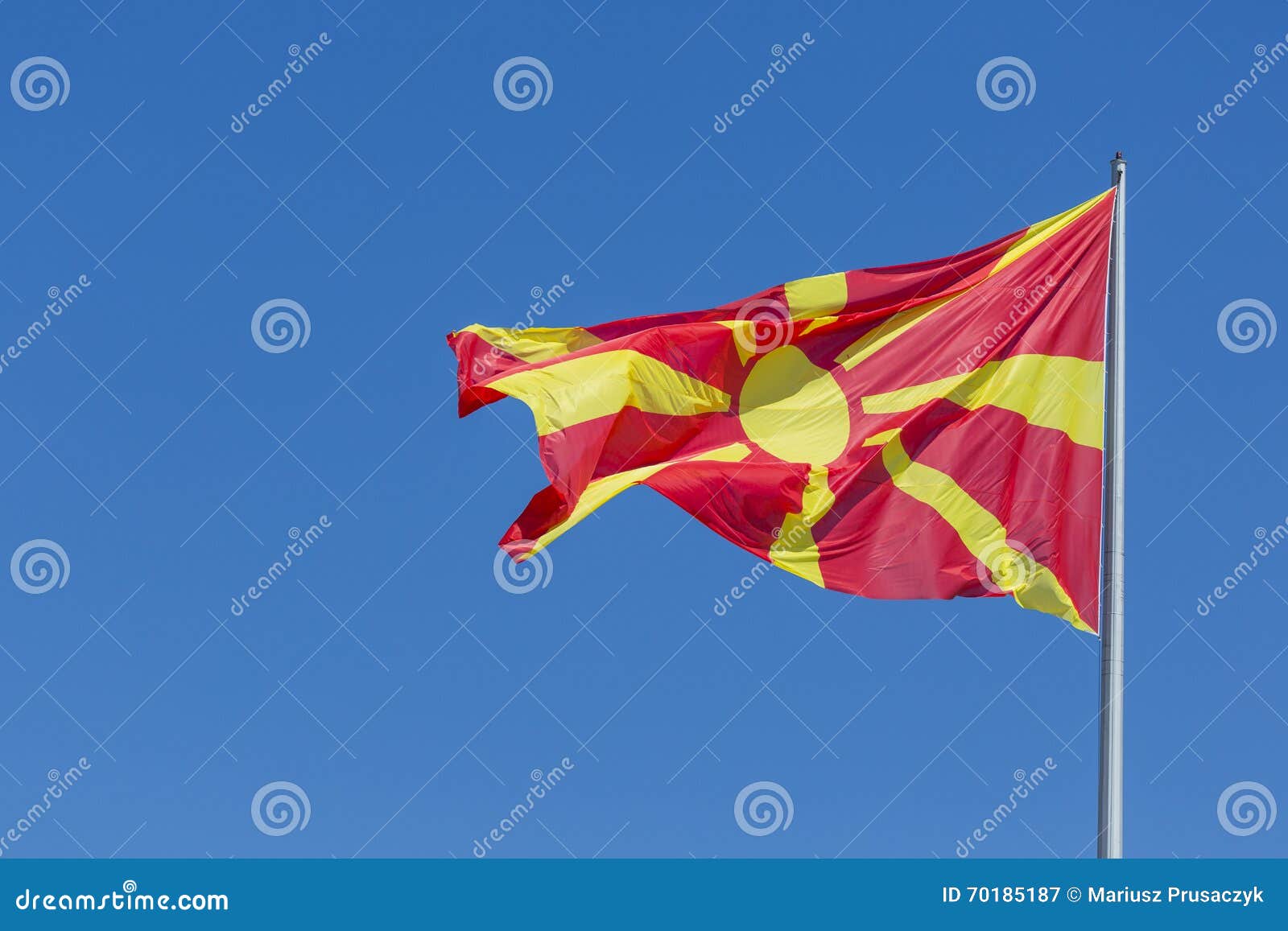 Macedonian Flag Waving in Wind. Stock Image - Image of macedonia, color ...