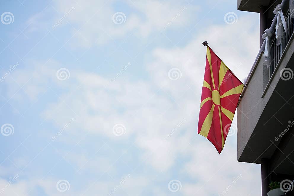 Macedonian flag stock photo. Image of sign, cloud, wedding - 290710818