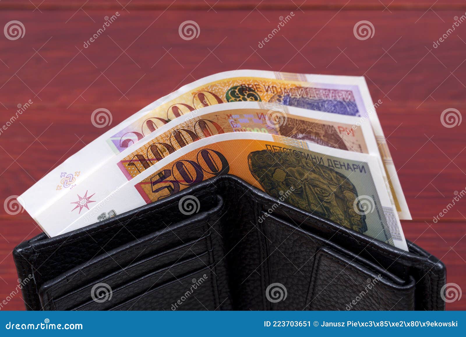 Macedonian Money in the Black Wallet Stock Image - Image of macedonia ...