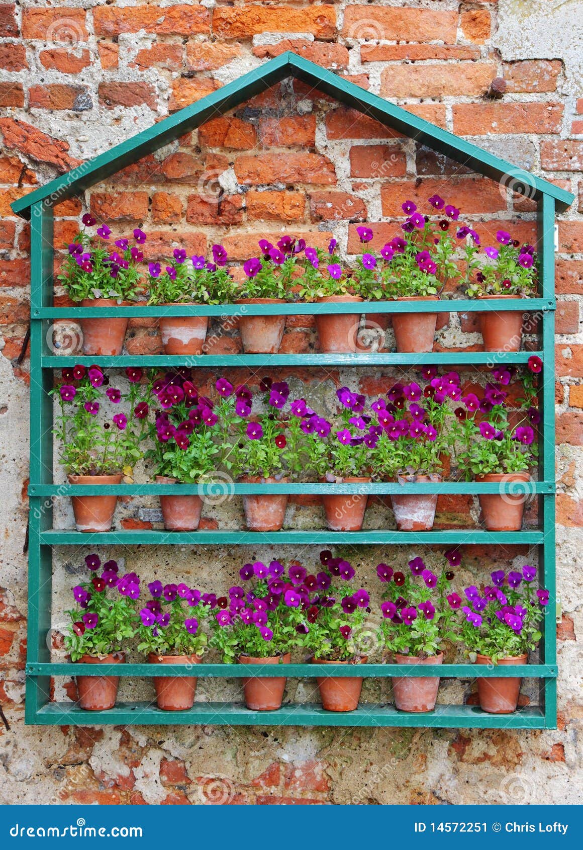 Macetas Contra Una Pared De Ladrillo Roja Imagen de archivo - Imagen de ...