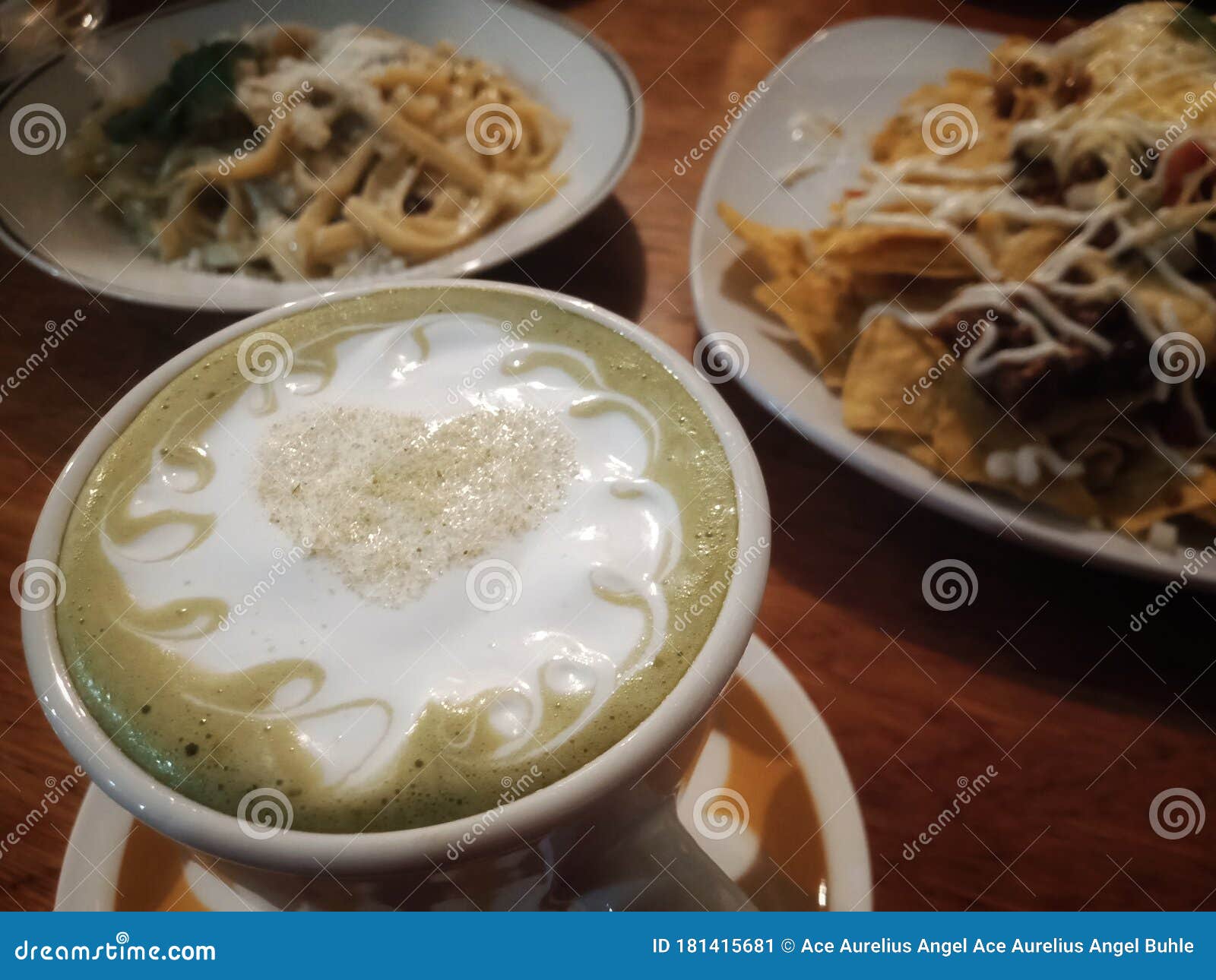 Macha Cafe and desserts stock image. Image of cafe, produce - 181415681
