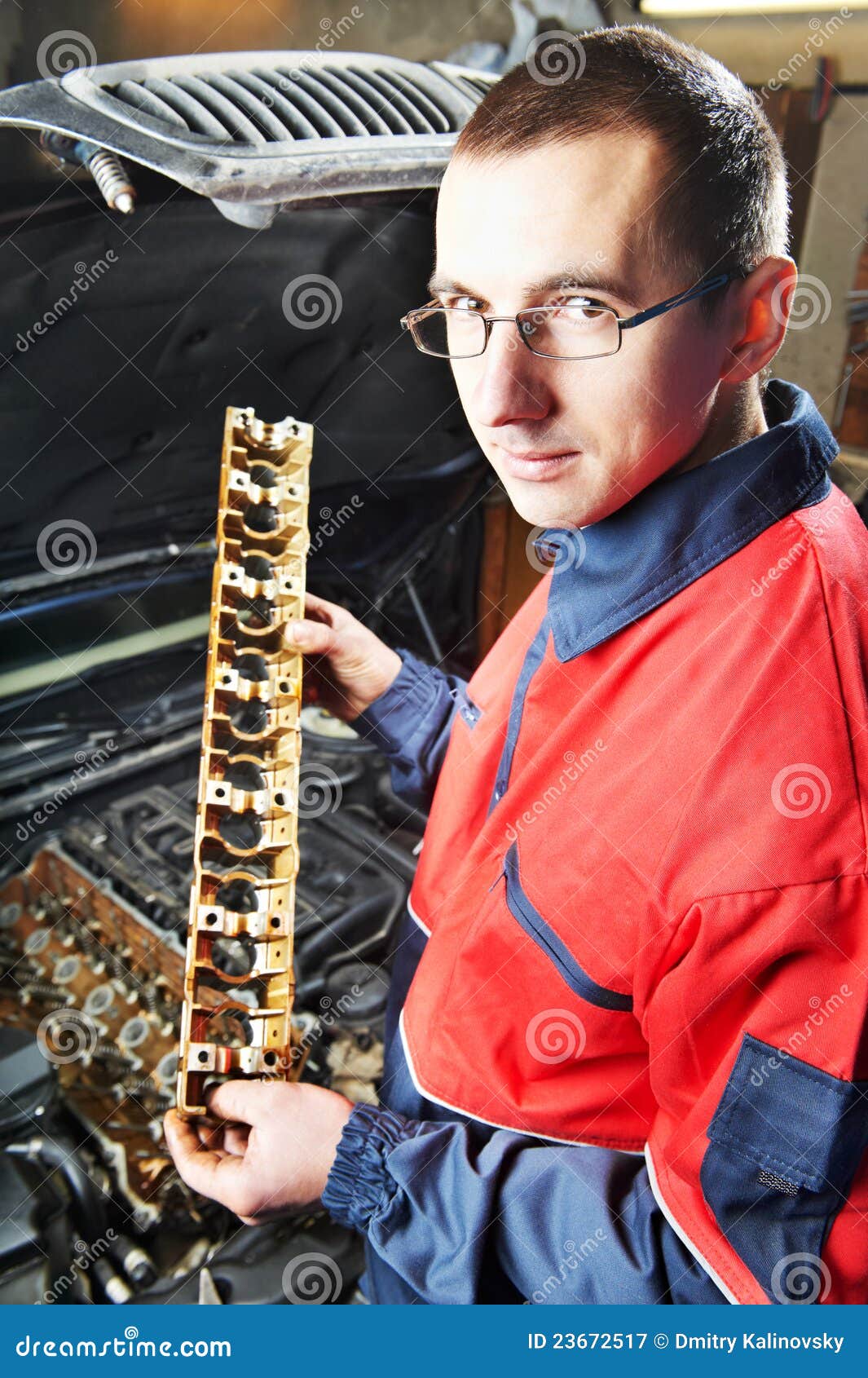 Machanic Repairman at Automobile Stock Image - Image of installing ...