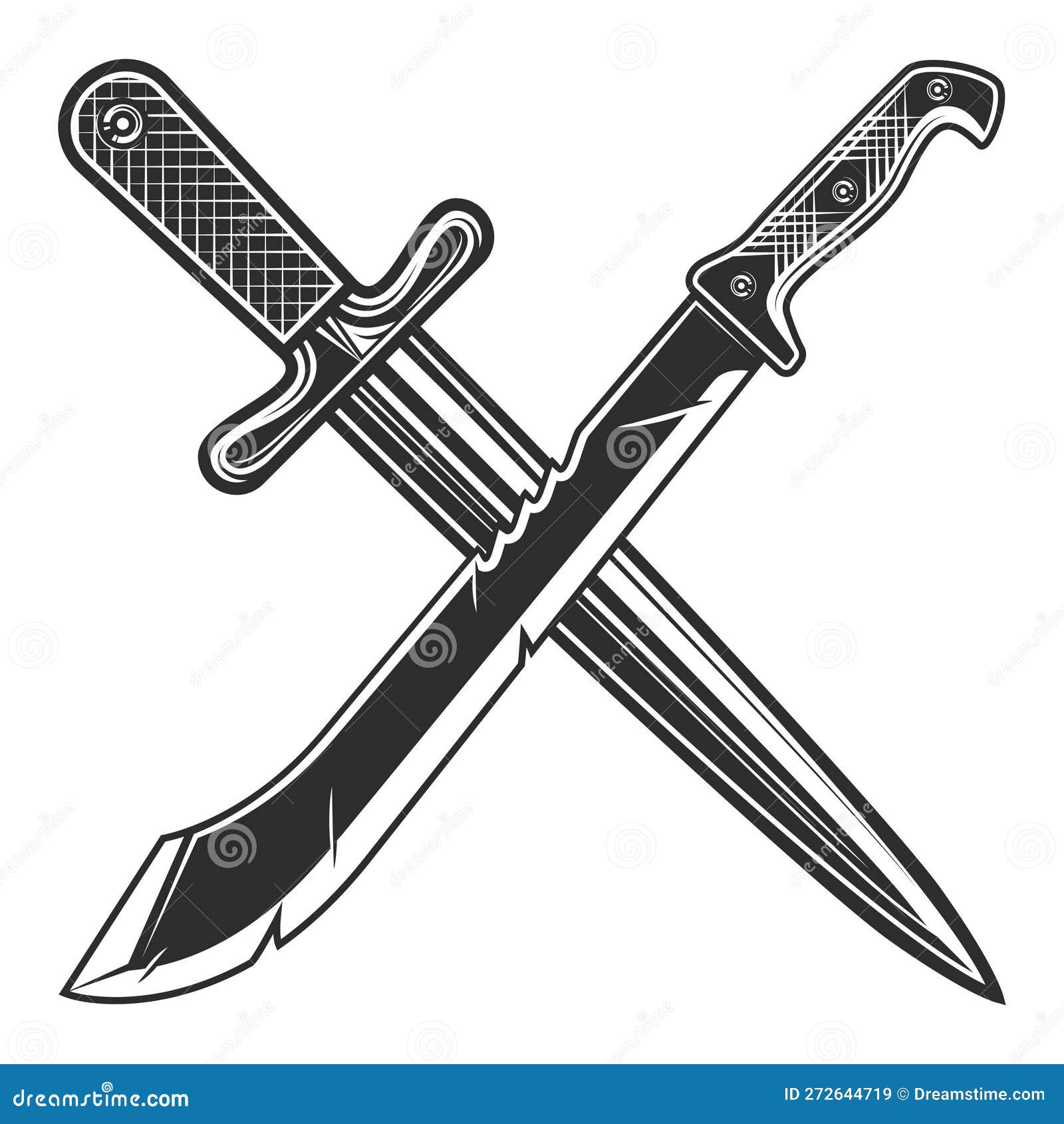 Machete Knife with Sharp Dagger Icon, Melee Weapon of Hunter in Jungle ...