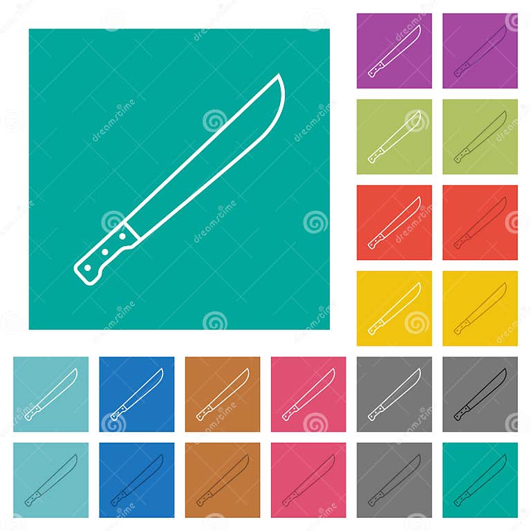 Machete Square Flat Multi Colored Icons Stock Vector - Illustration of ...