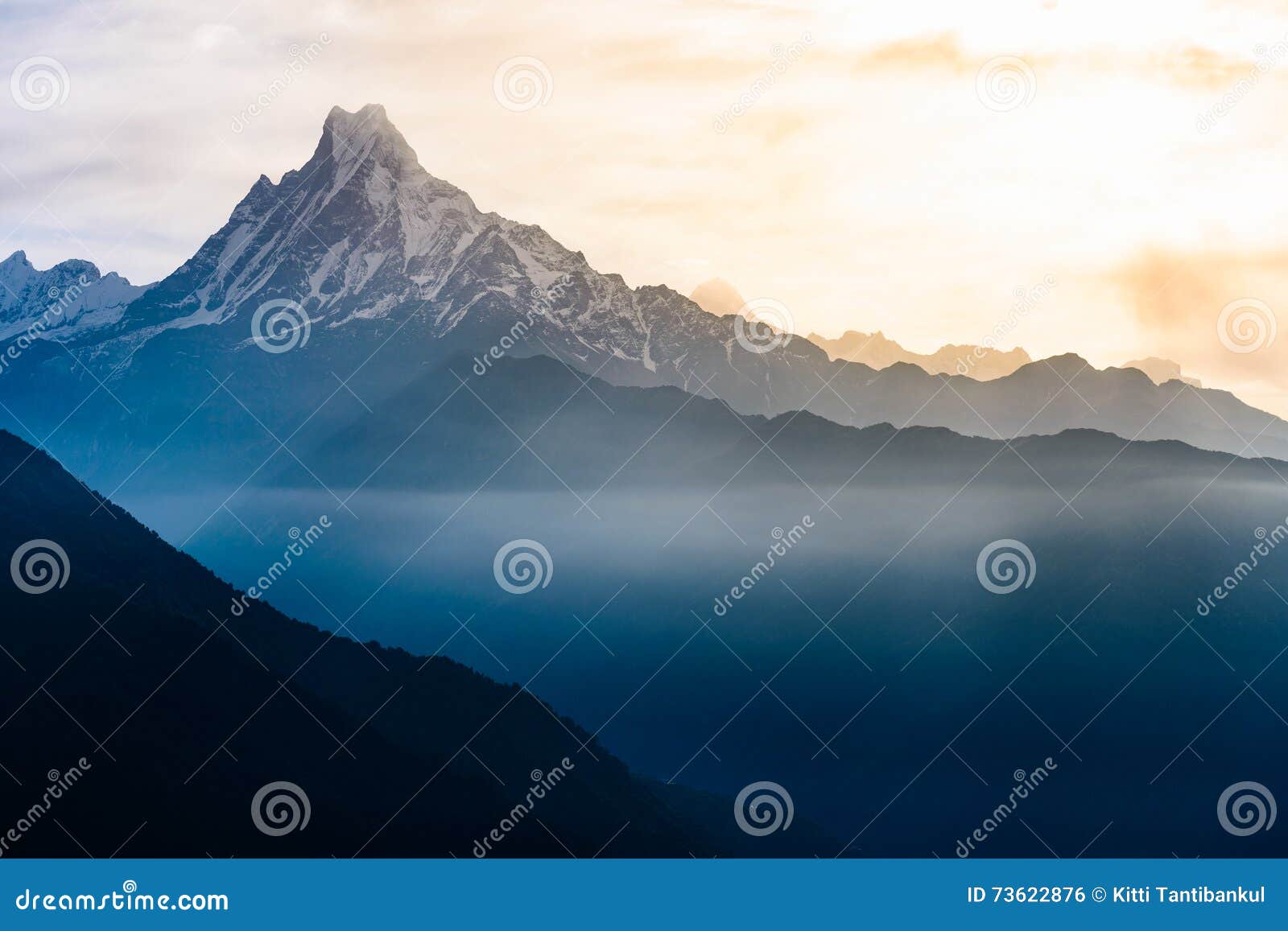 Machhapuchhare, Nepal. stock photo. Image of attraction - 73622876