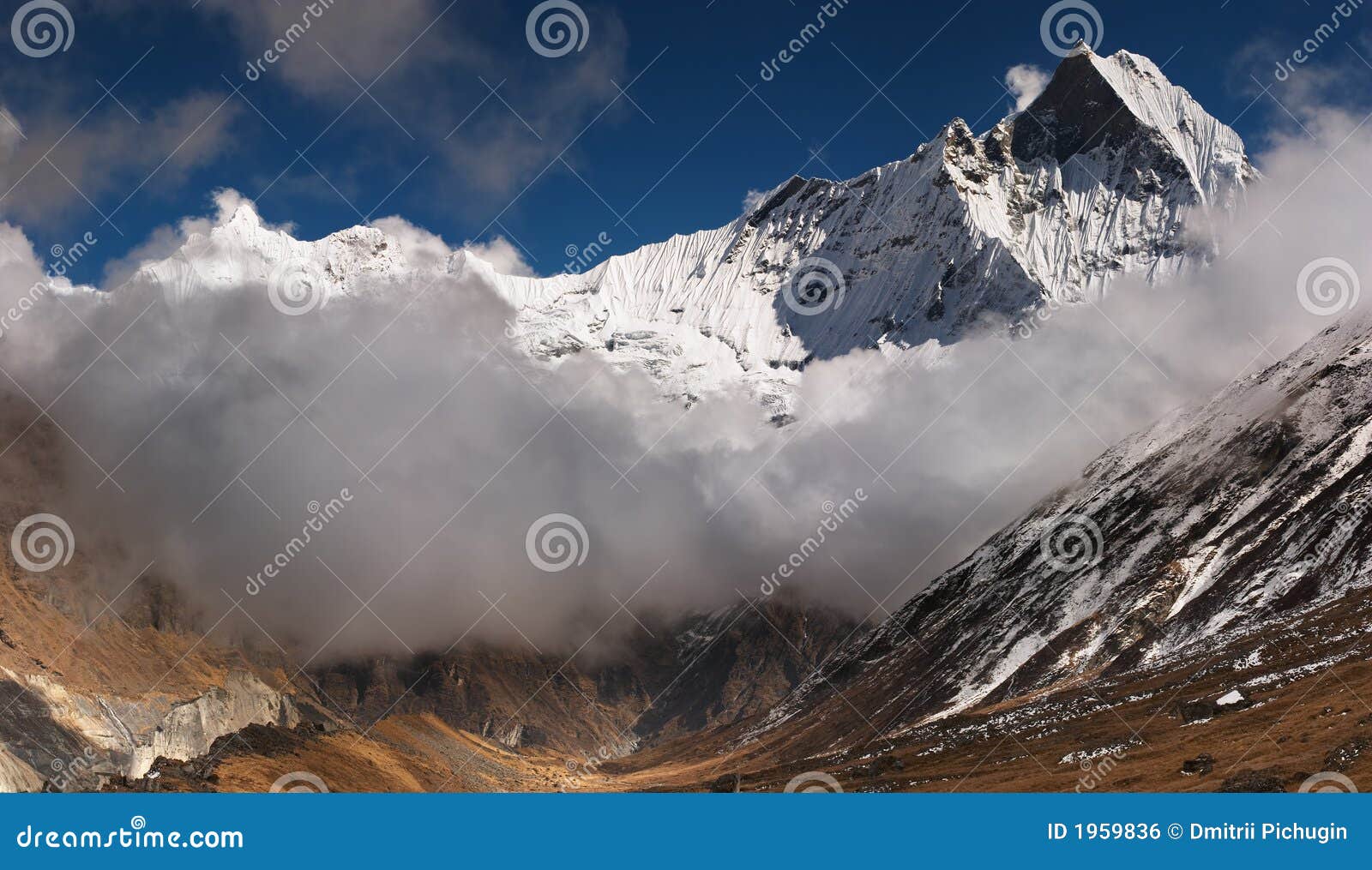 Machhapuchhre Mountain in Nepal (Fishtail) Stock Photo - Image of ...