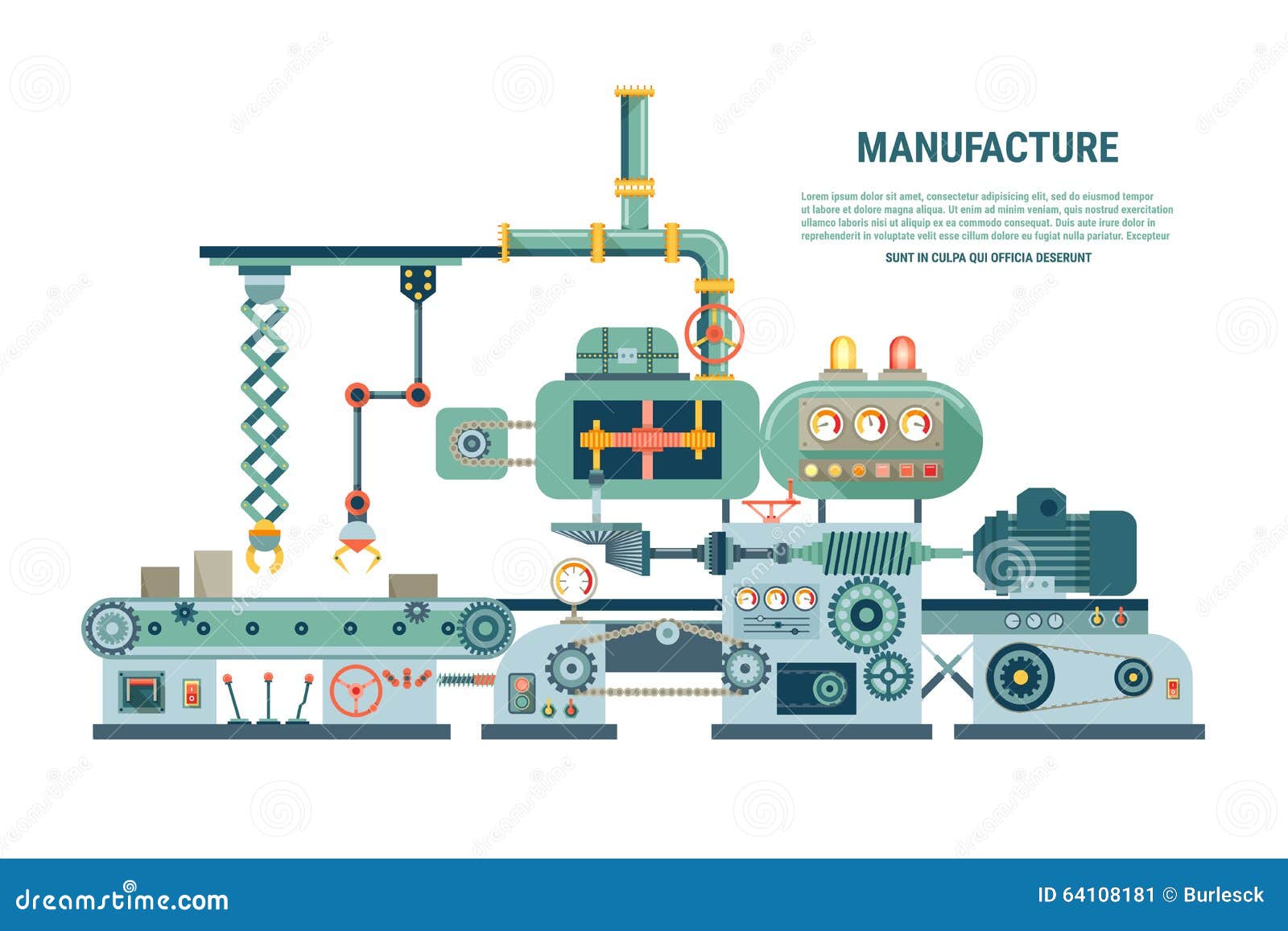 Machine Abstraite Industrielle Dans Le Style Plat Vecteur Illustration ...