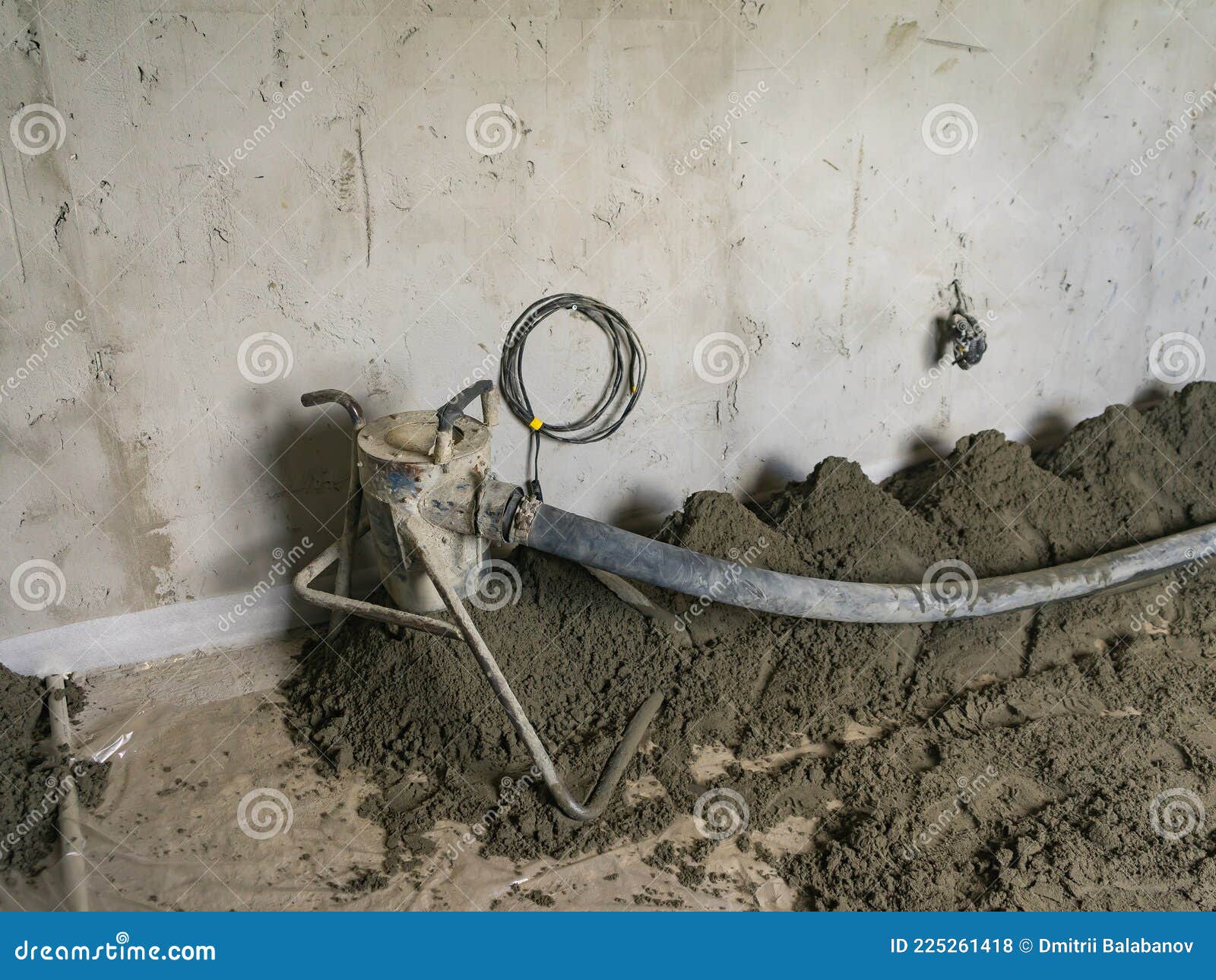 Machine Application of Semi-dry Floor Screed is Processed in ...