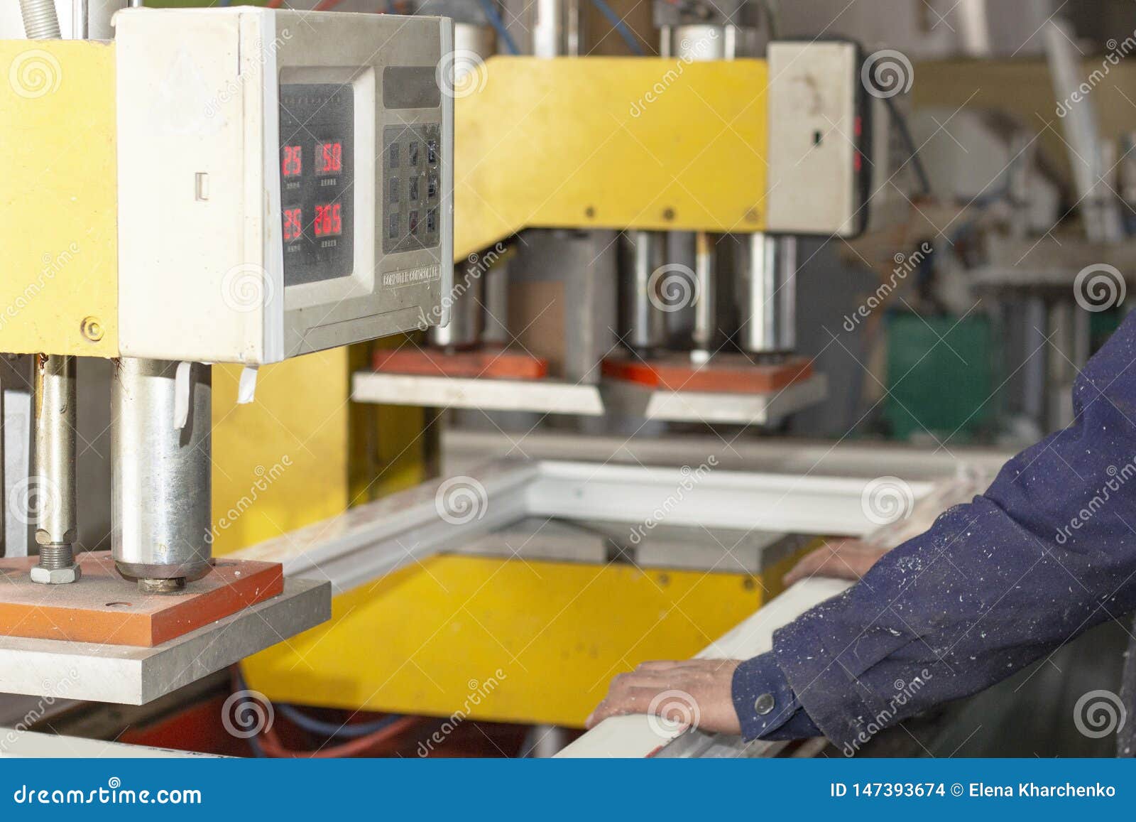 Machine Assembly of Plastic Window Frames at the Factory Manufacture of ...