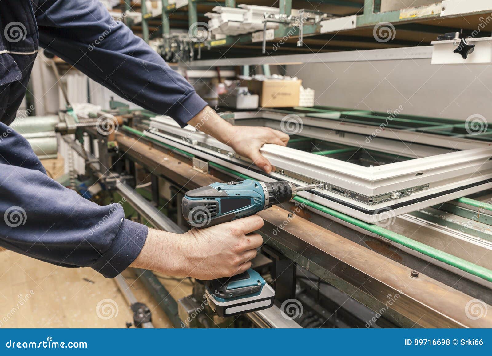 Machine for Assembly of Plastic Windows Stock Photo - Image of factory ...