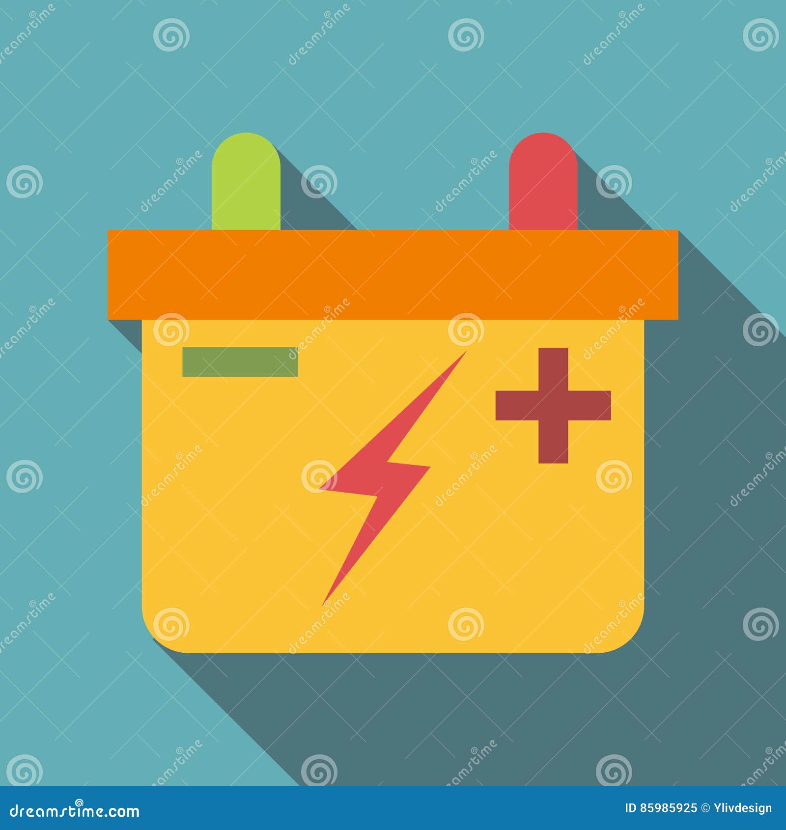 Machine Battery Icon, Flat Style Stock Vector - Illustration of ...