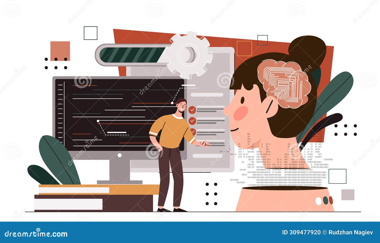 Machine Brain Vector Concept Stock Vector - Illustration of imagination ...