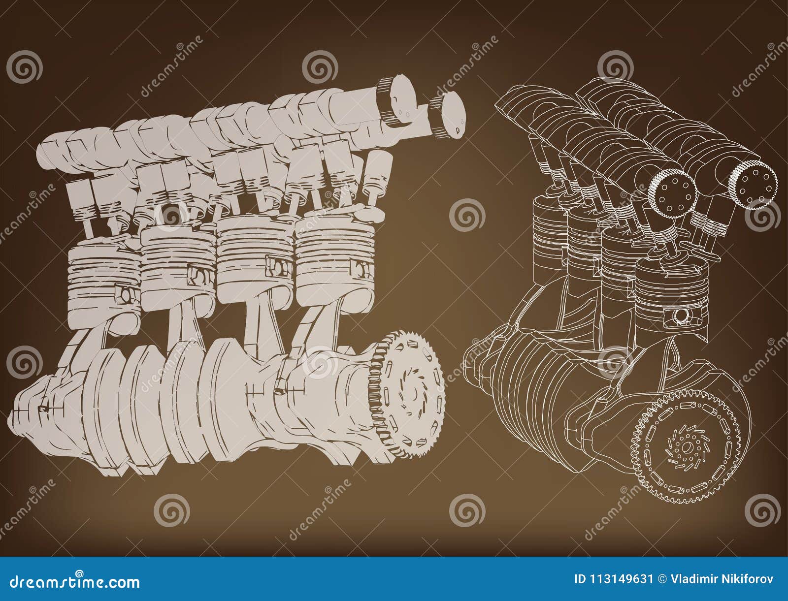 The car engine stock vector. Illustration of interior - 113149631