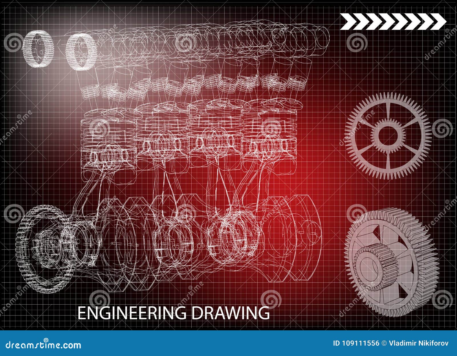 The car engine and gears stock vector. Illustration of concept - 109111556