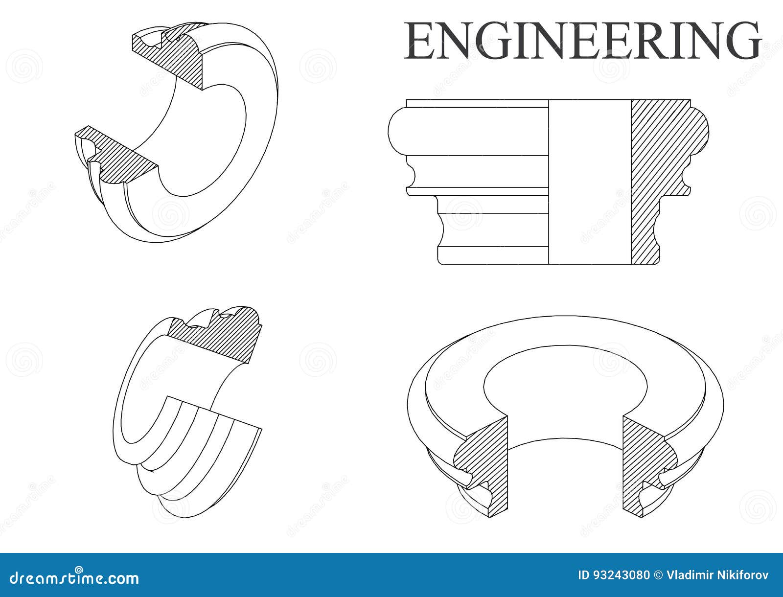 Machine-building Drawings on a White Background Stock Vector ...