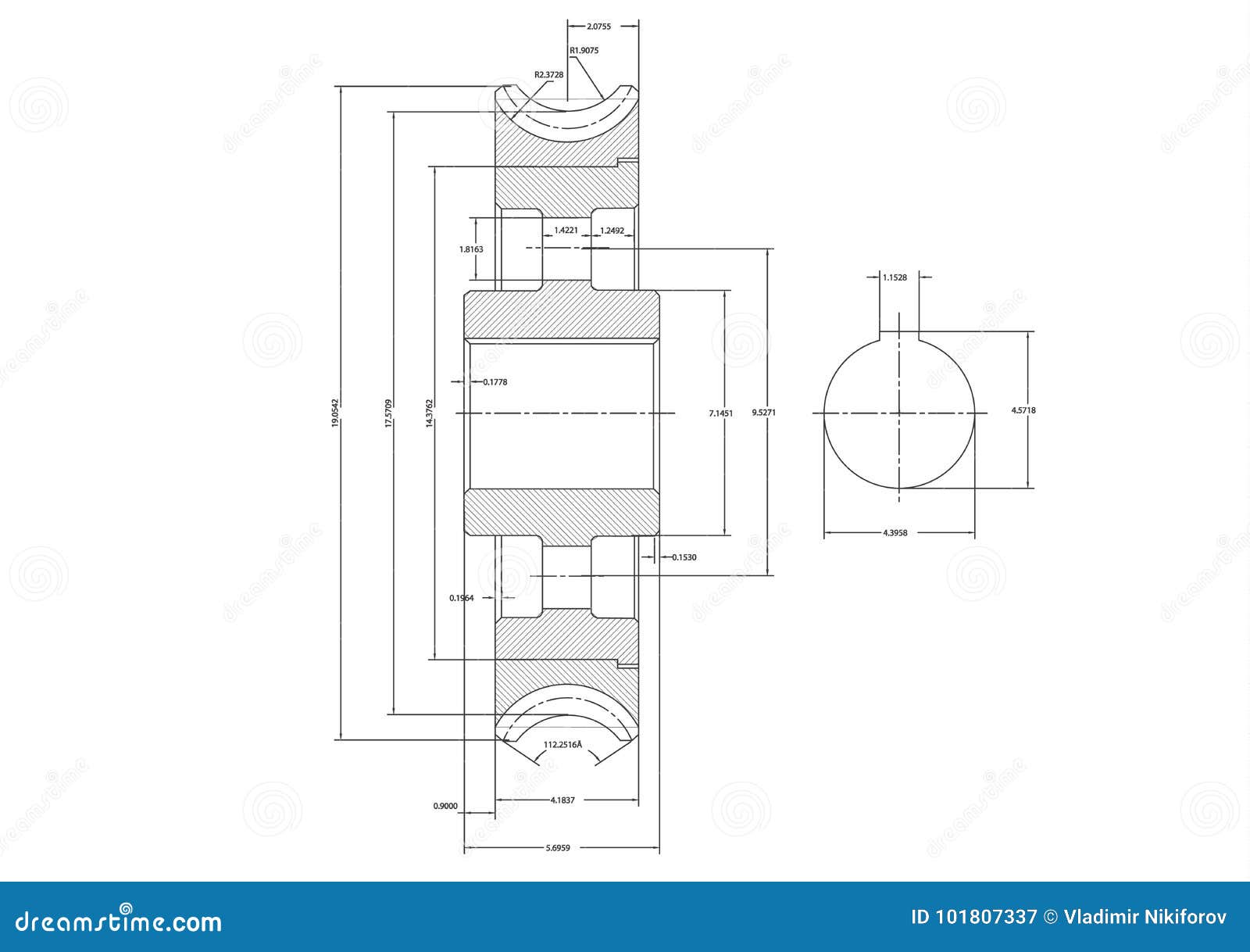Machine-building Drawings on a White Background Stock Vector ...