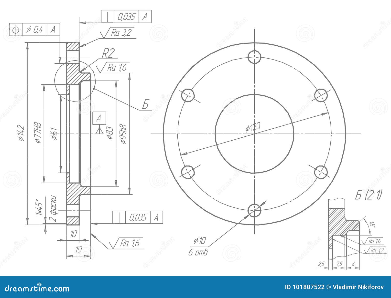 Machine-building Drawings on a White Background Stock Vector ...