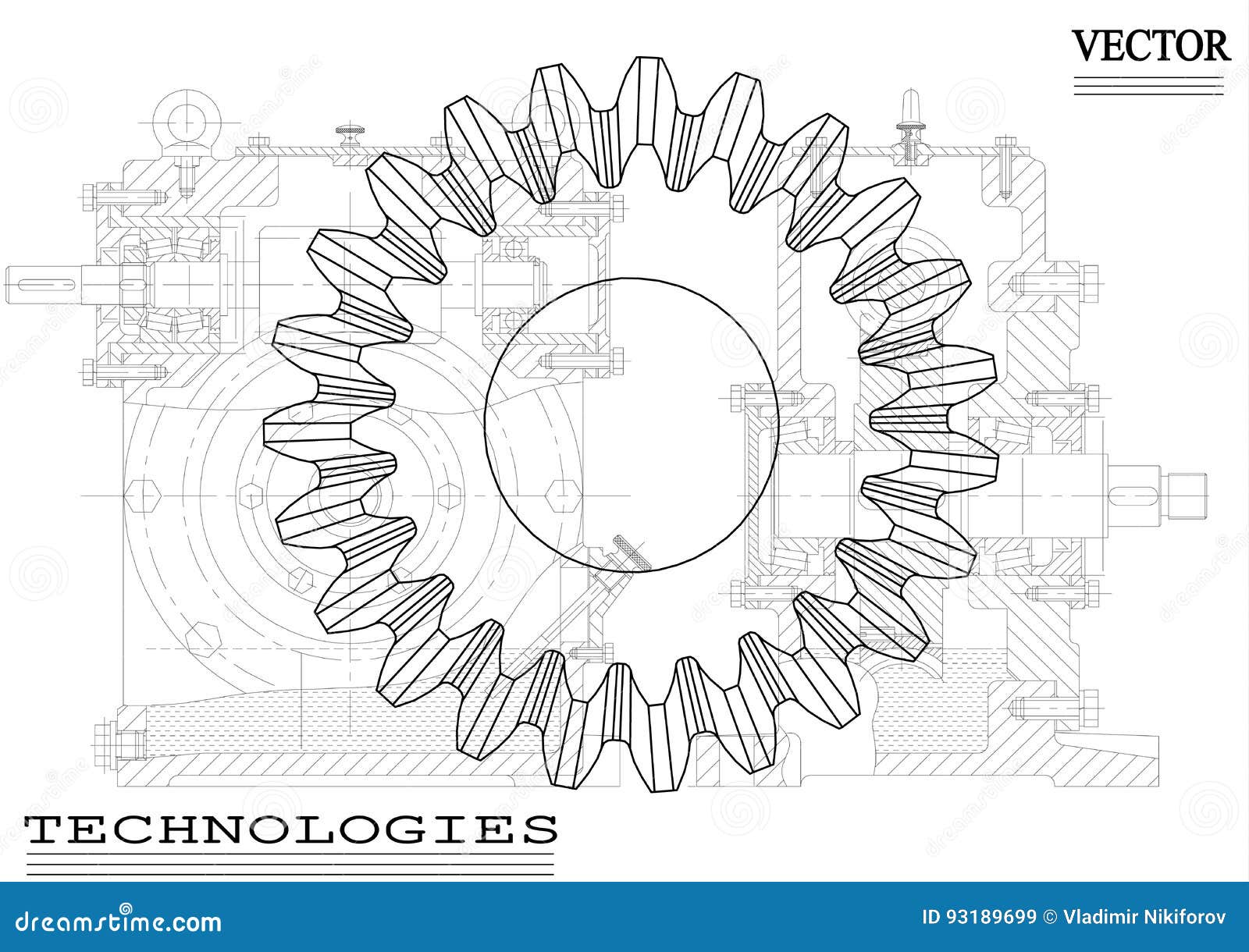 Machine-building Drawings on a White Background, Wheels. Stock Vector ...
