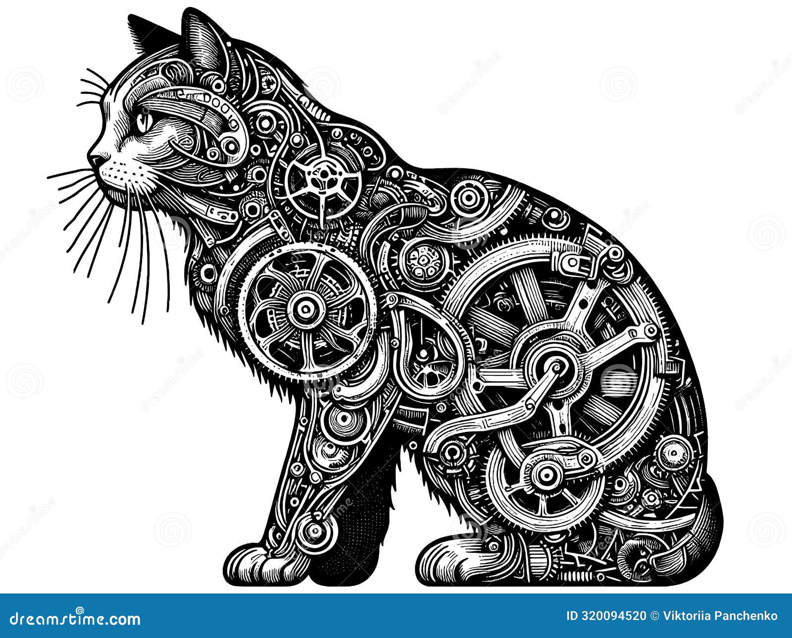 Machine Cat, Whose Internal Structure Consists Various Mechanical Parts ...