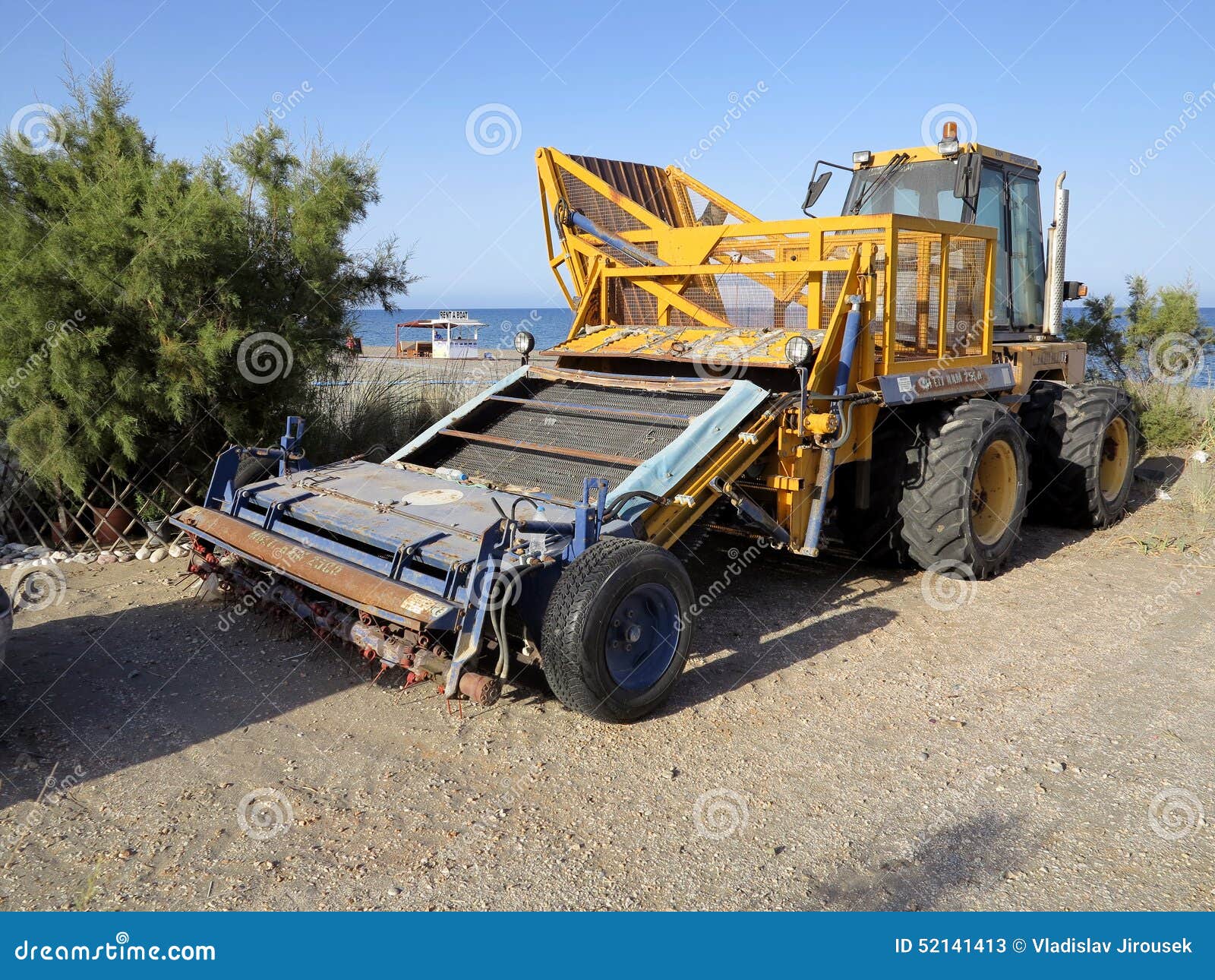 Machine for Cleaning Sand on Beaches, Greece Stock Image - Image of ...